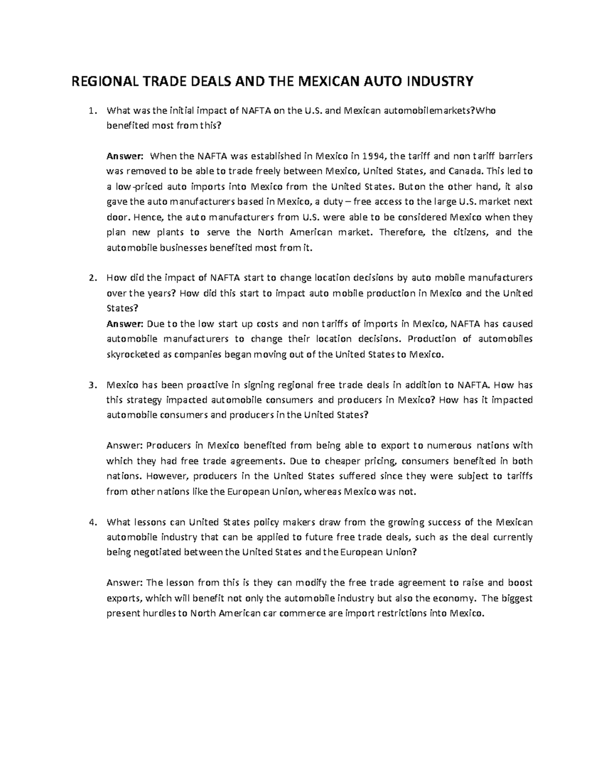 Group 2-CASE Study 3 - REGIONAL TRADE DEALS AND THE MEXICAN AUTO ...