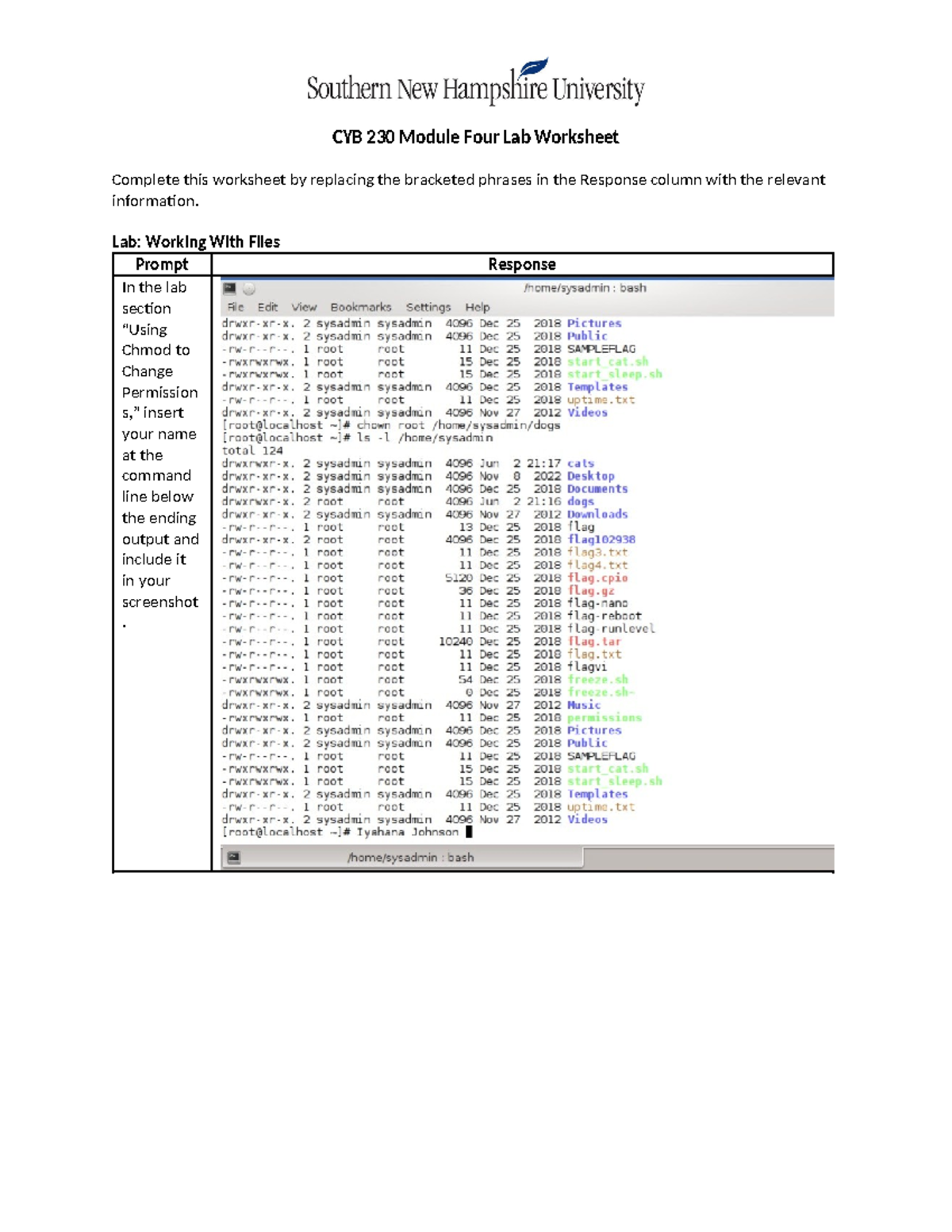 Cyb 230 Module Four Lab Worksheet Cyb 230 Module Four Lab Worksheet Complete This Worksheet By