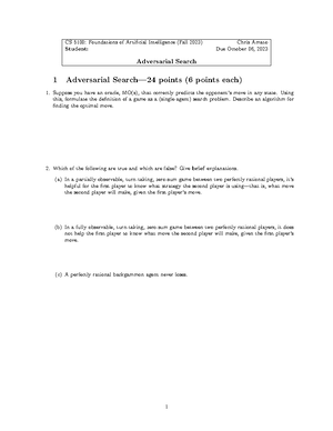 Ps2-2023 - Assignment 2 - CS 5100: Foundations of Artificial Intelligence (Fall 2023) Chris ...