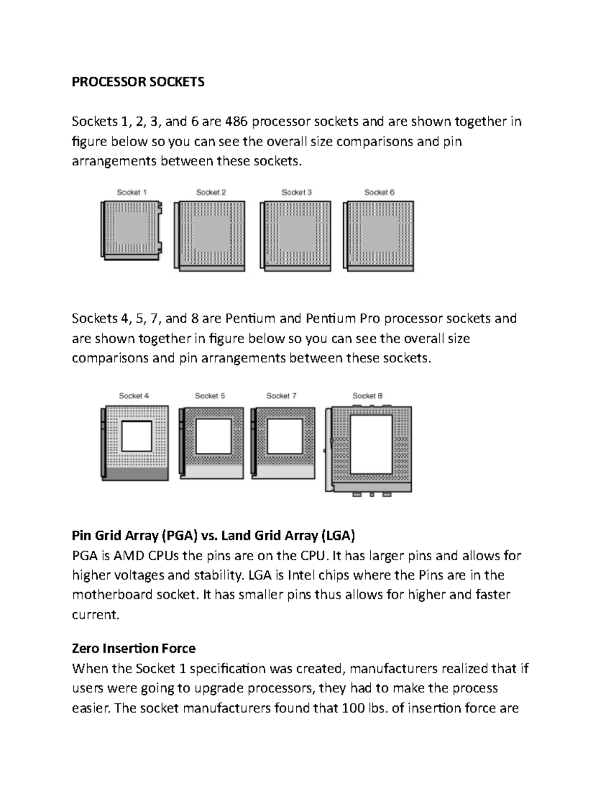 Processor Sockets - PROCESSOR SOCKETS Sockets 1, 2, 3, and 6 are 486 ...