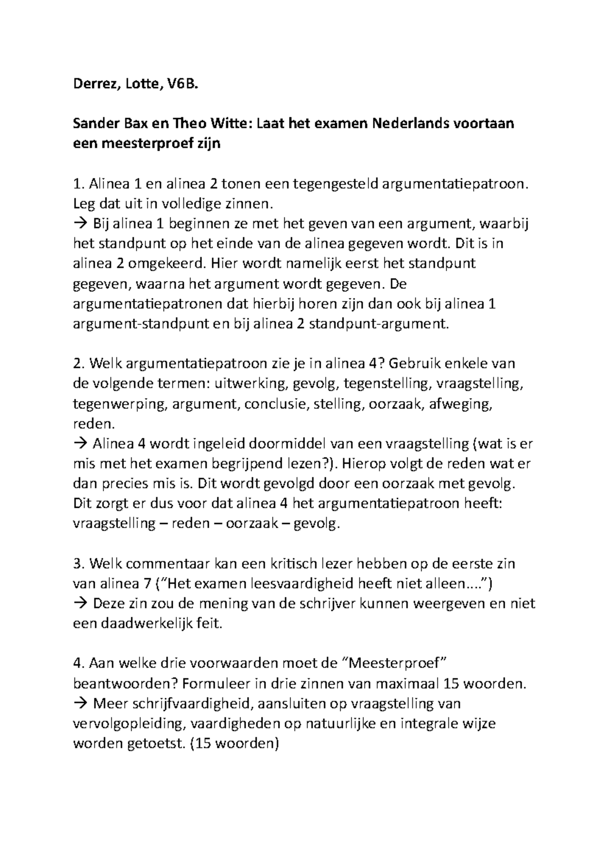 Bax en De Witte Tekstanalyse Lotte Derrez V6B - Derrez, Lotte, V6B ...