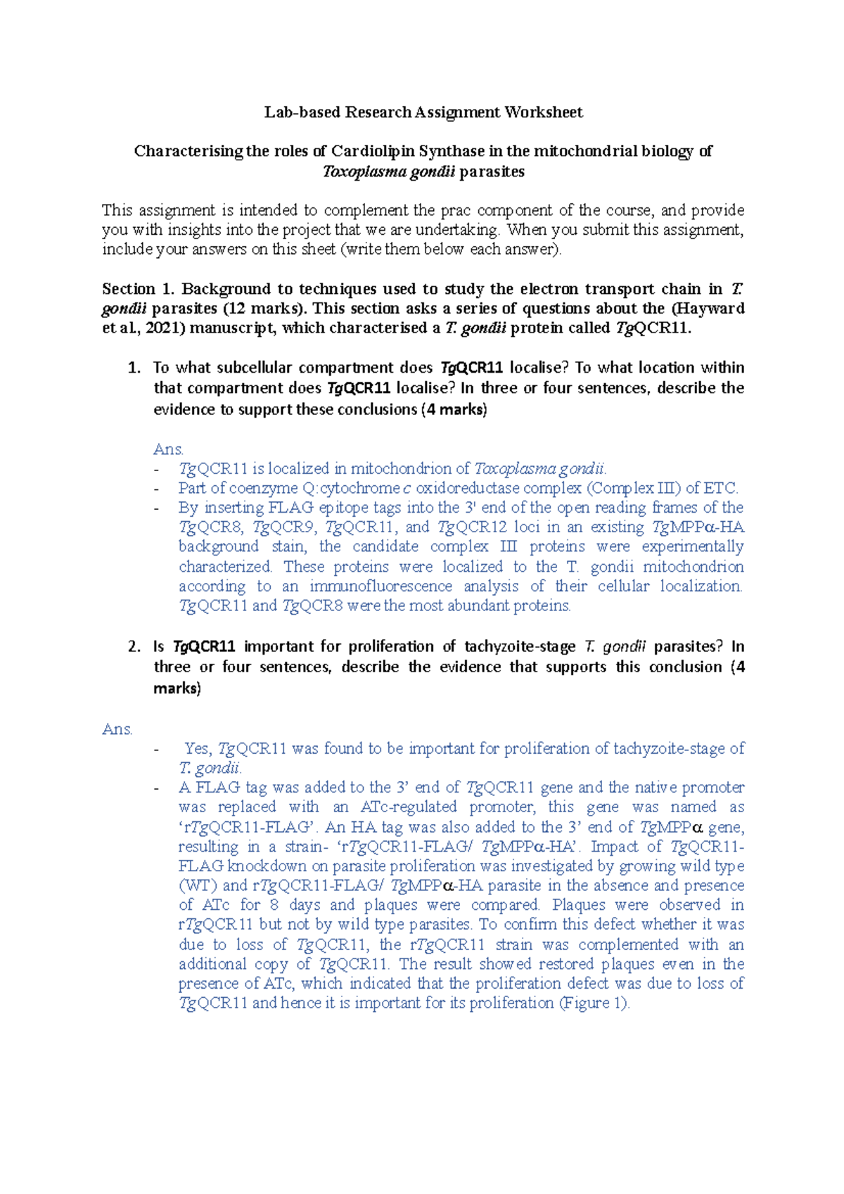 6117 assignment Lab based - Lab-based Research Assignment Worksheet ...