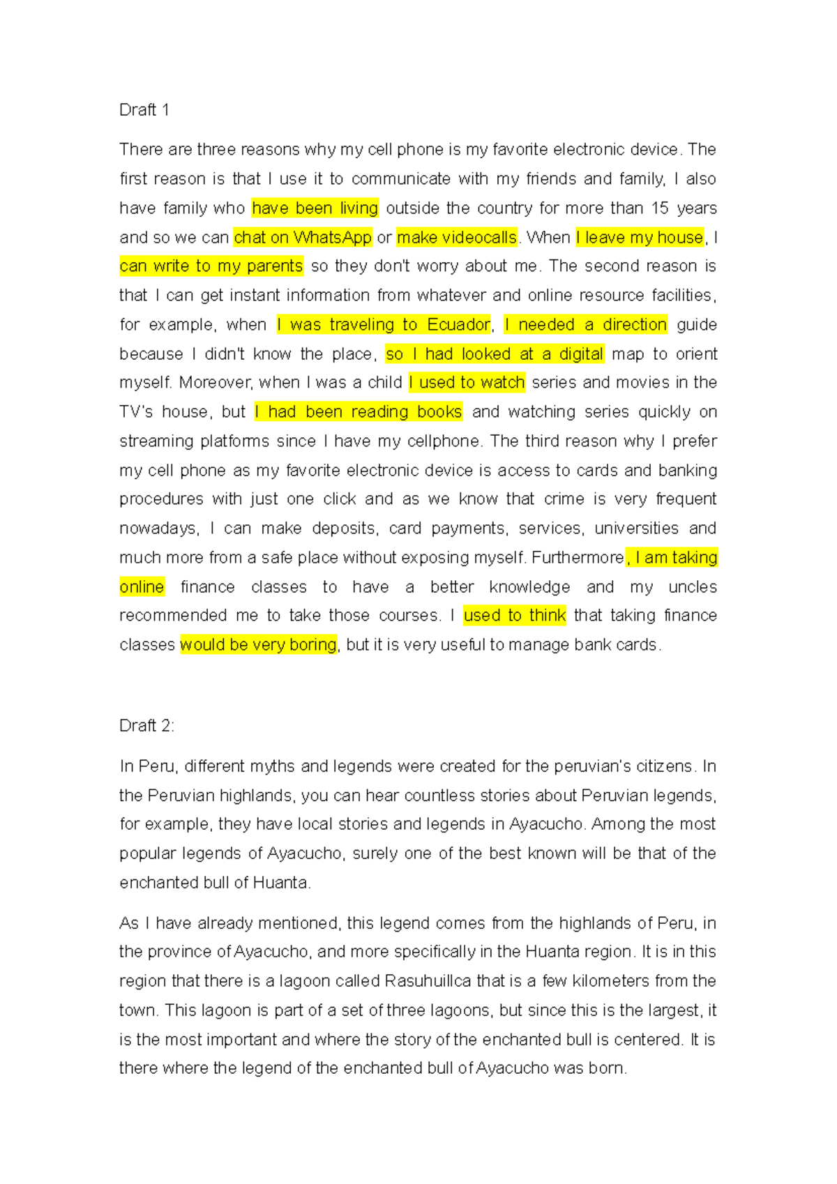 Drafts writing avanced 5 - Draft 1 There are three reasons why my cell ...
