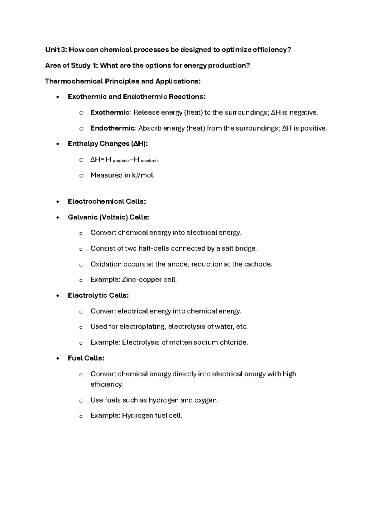 Unit 3 chemistry notes - Range of different topics focusing on Drivers ...