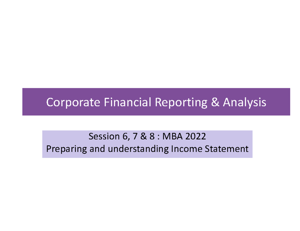 Session 6 7 8 MBA 2022 IS - Corporate Finance - Corporate Financial ...