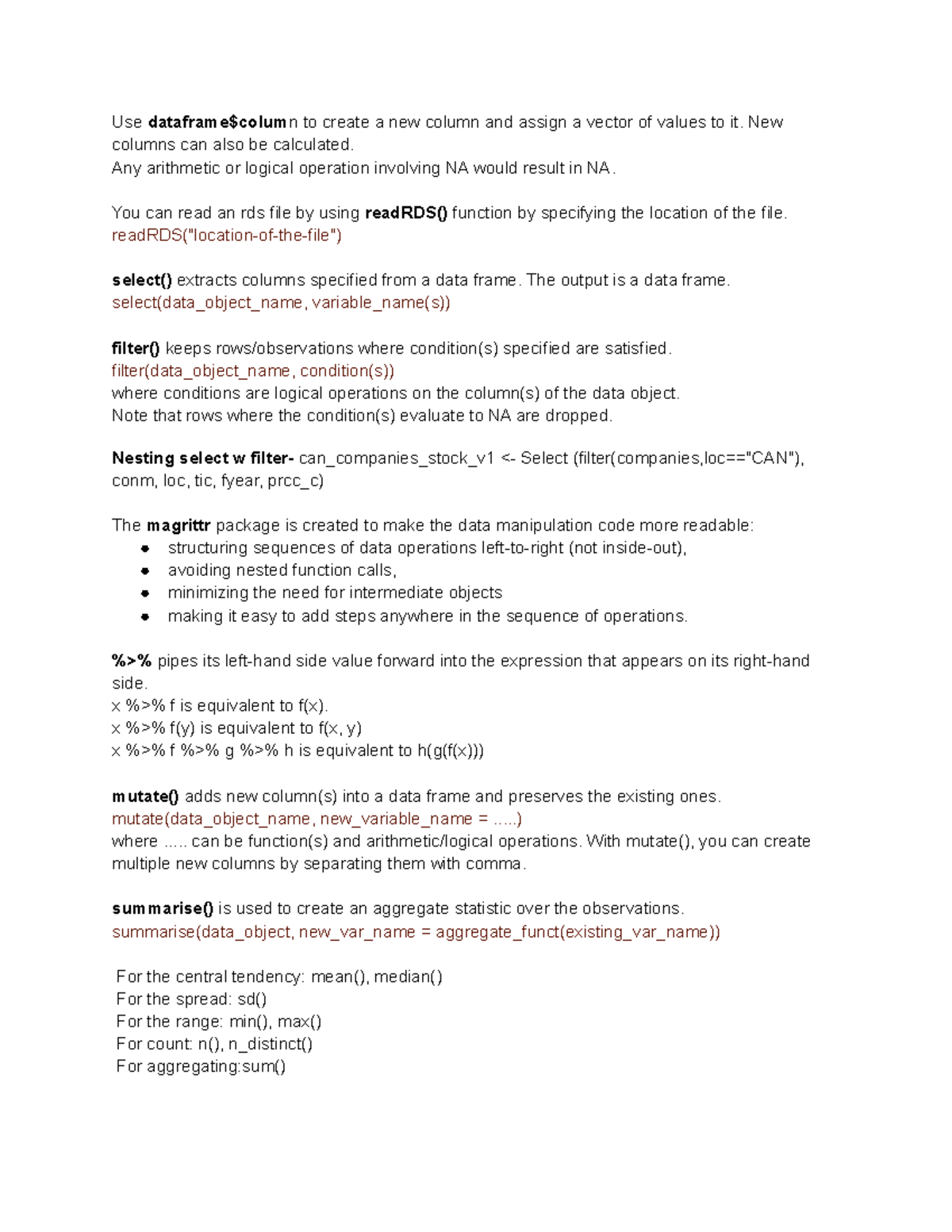 3 - Lecture notes 3 - Use dataframe$colum n to create a new column and ...