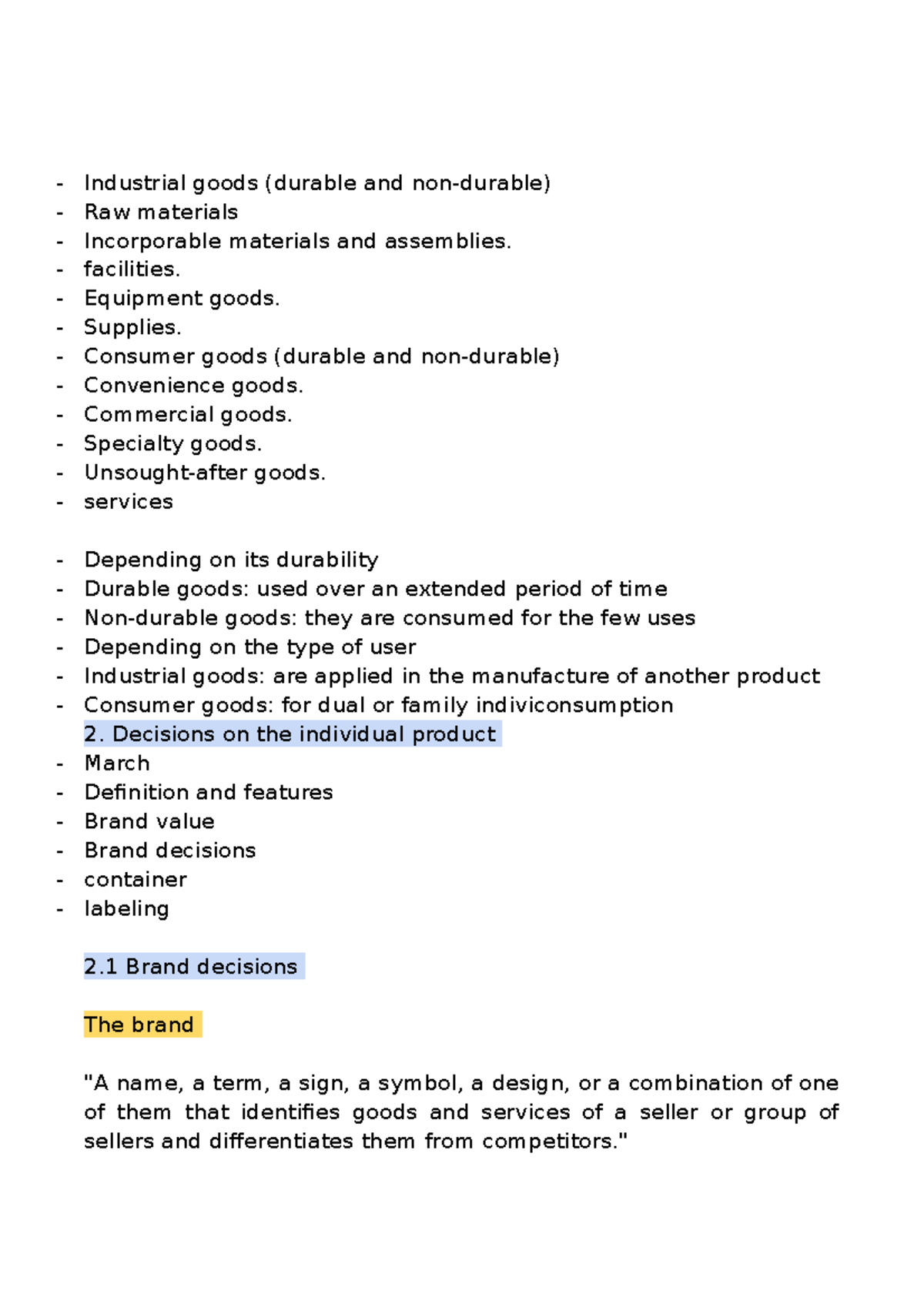 Unit 5 Principles Of Marketing - Industrial goods (durable and non ...