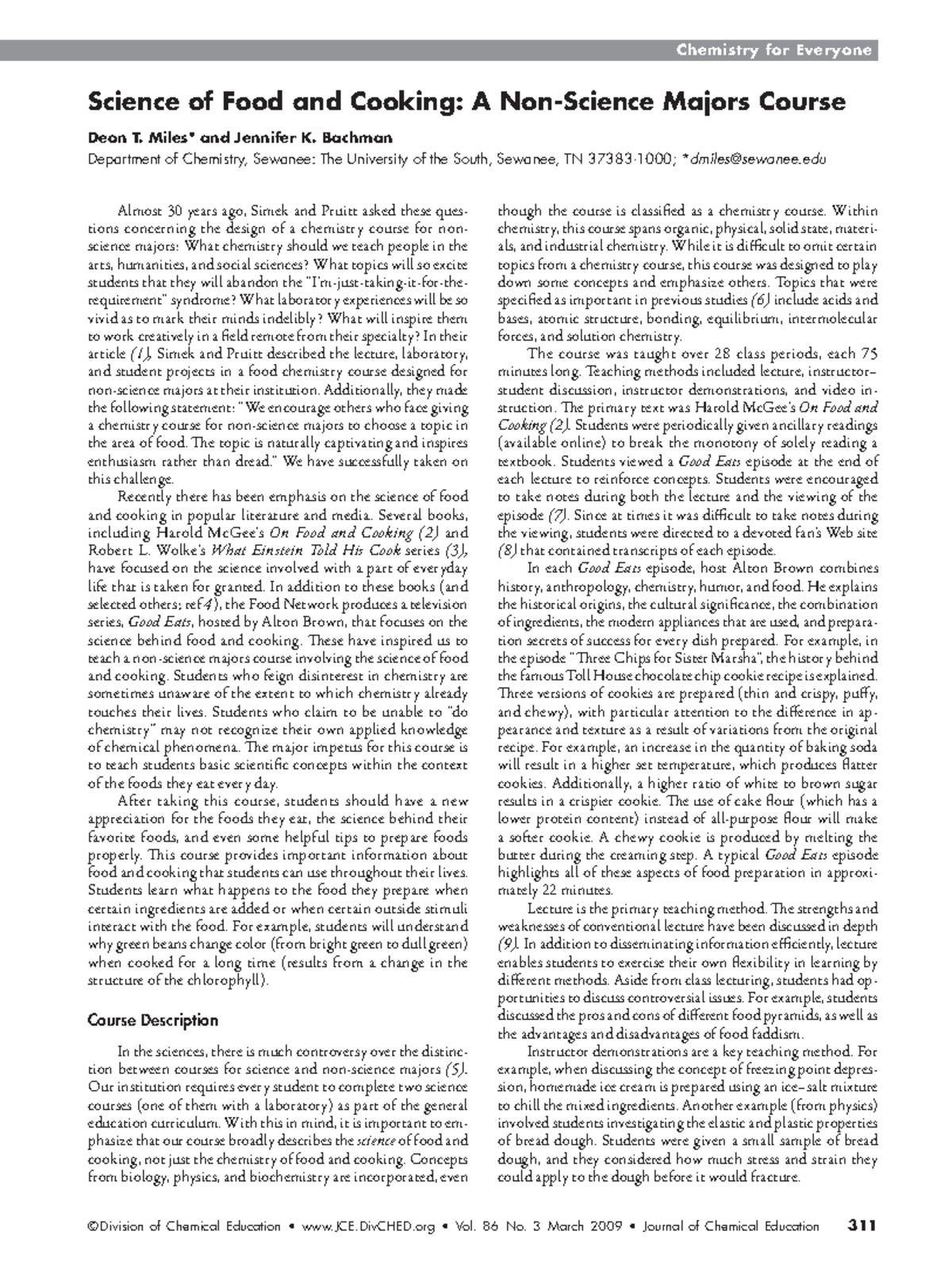 Science of Food and Cooking A Non-Science Majors Course - © Division of ...