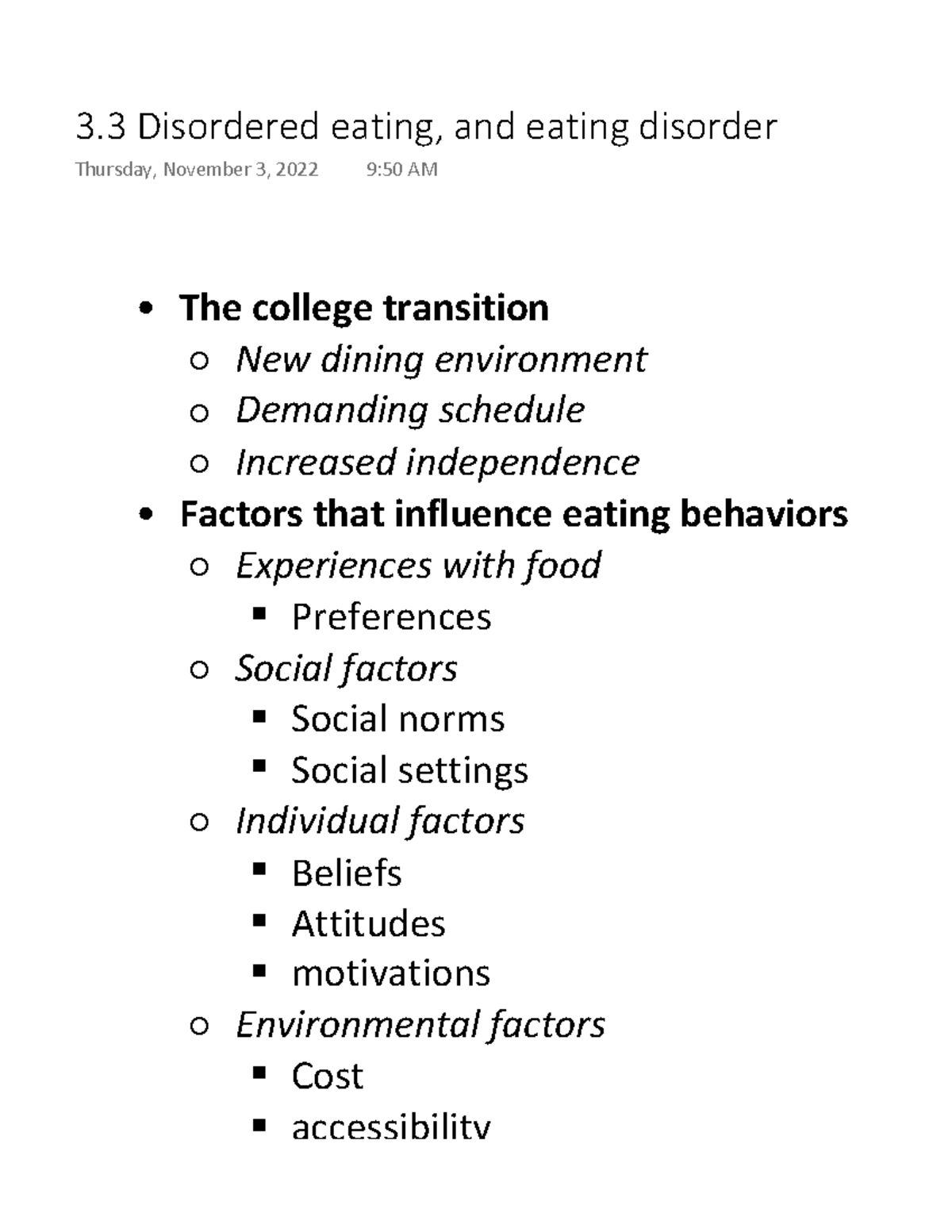 3.3 Disordered eating, and eating disorder - The college transition New ...