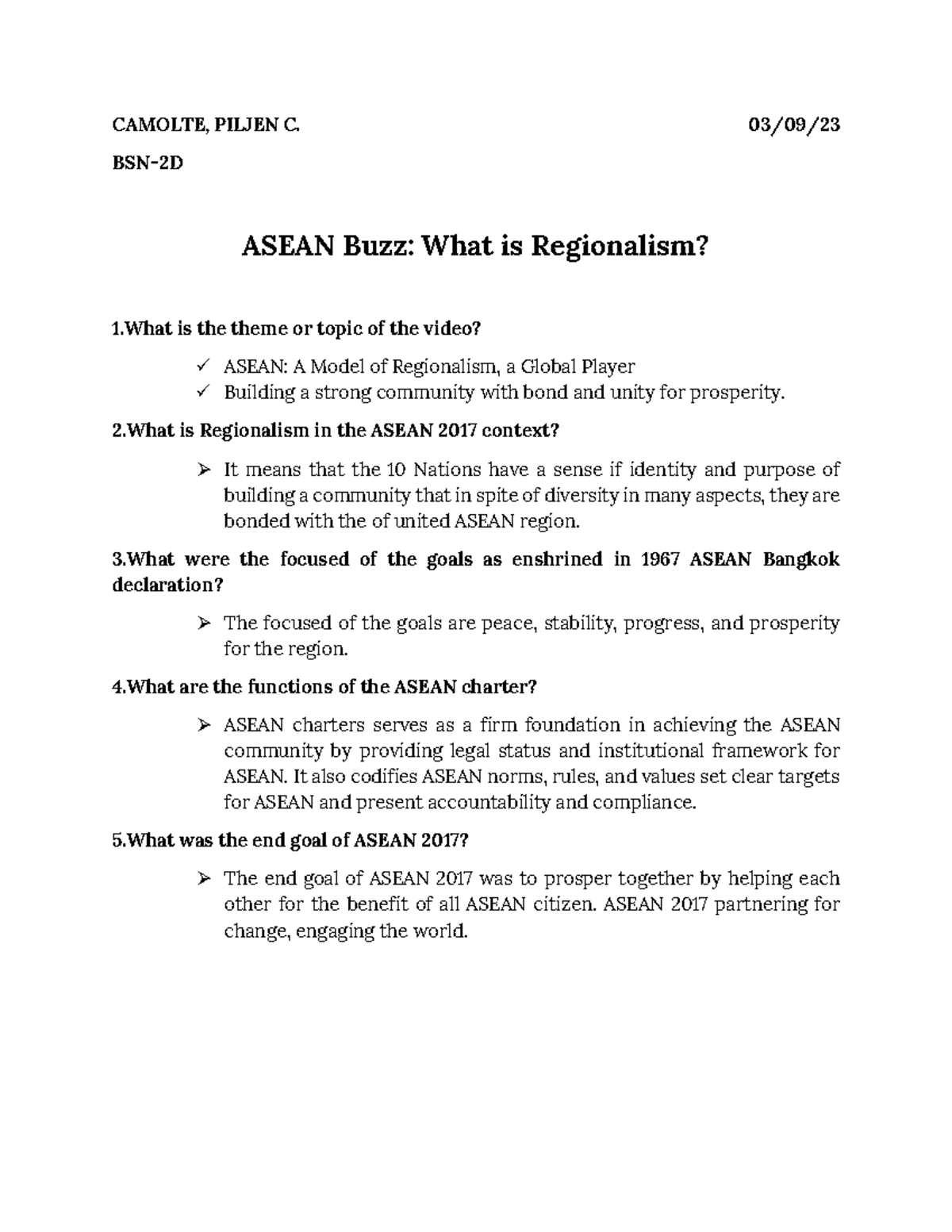 Contemporary - essay - CAMOLTE, PILJEN C. 03/09/ BSN-2D ASEAN Buzz ...