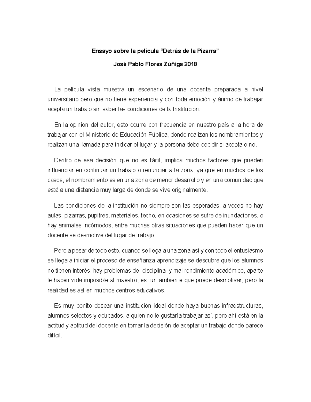 Detrc 3a1s de la pizarra - Ensayo sobre la película “Detrás de la ...