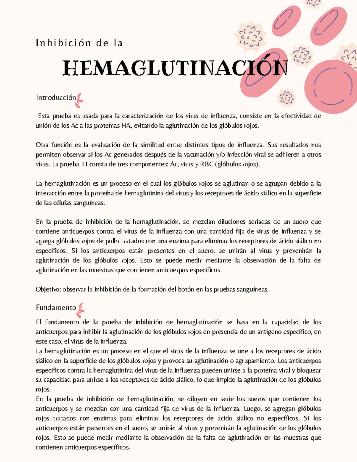 Inhibición de la hemaglutinación - I n h i b i c i ó n d e l a ...