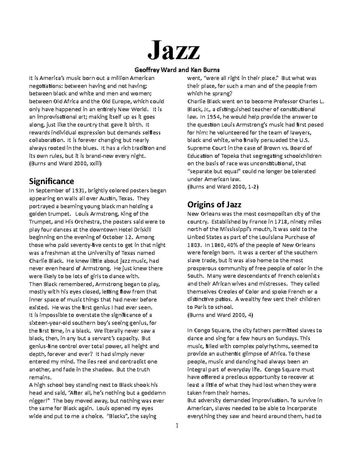 4. Jazz, Ken Burn, G Ward - Jazz Geoffrey Ward and Ken Burns It is ...