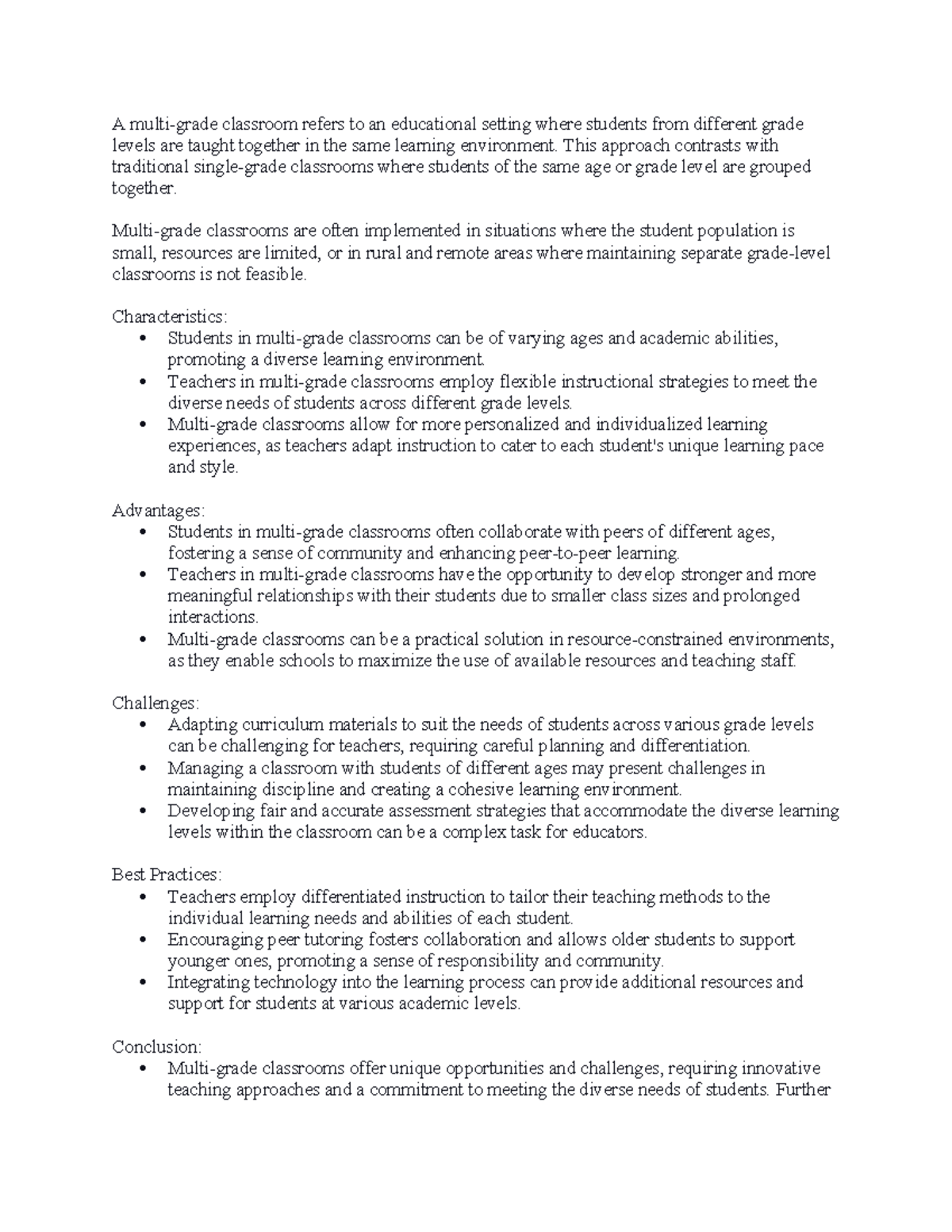 Multi-grade classroom - This approach contrasts with traditional single ...
