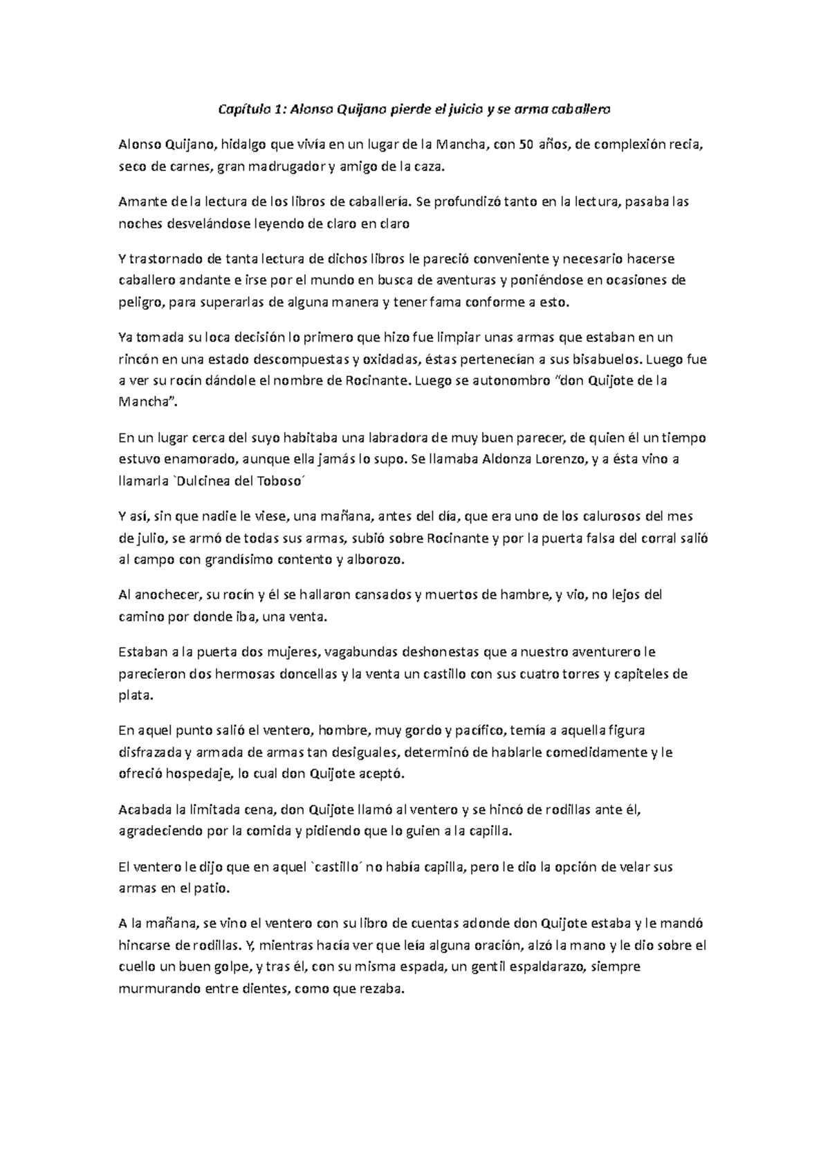 Don Quijote de La Mancha Resumen - Capítulo 1: Alonso Quijano pierde el ...