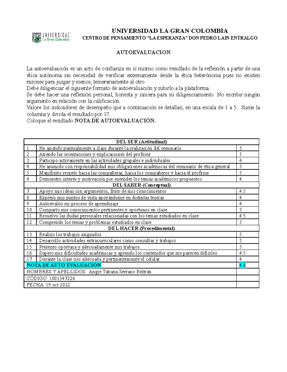 Angie Serrano - Casuística - UNIVERSIDAD LA GRAN COLOMBIA CENTRO DE ...