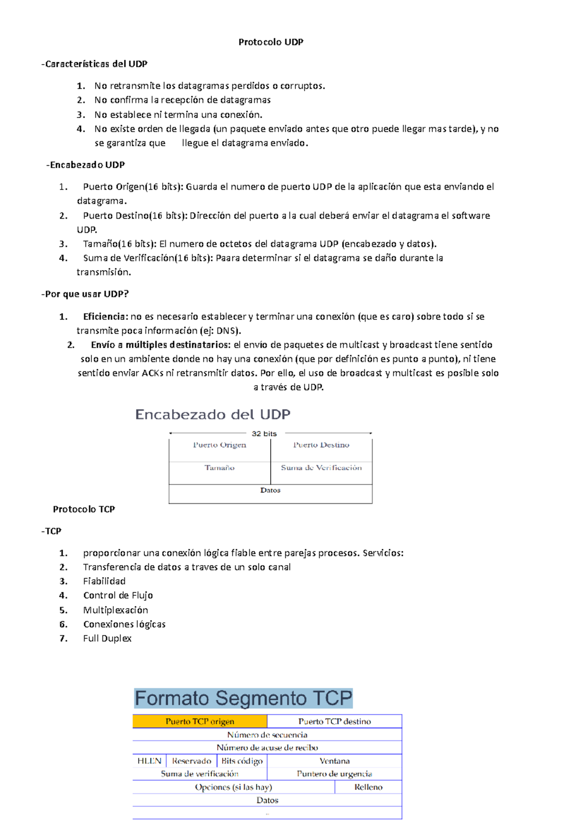 Final Redes - Apuntes - Protocolo UDP -Características del UDP No ...