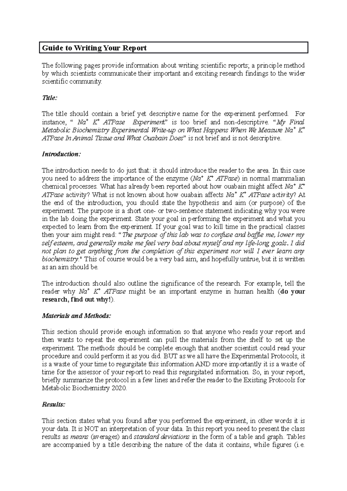 Writing your Report - Guide to Writing Your Report The following pages ...