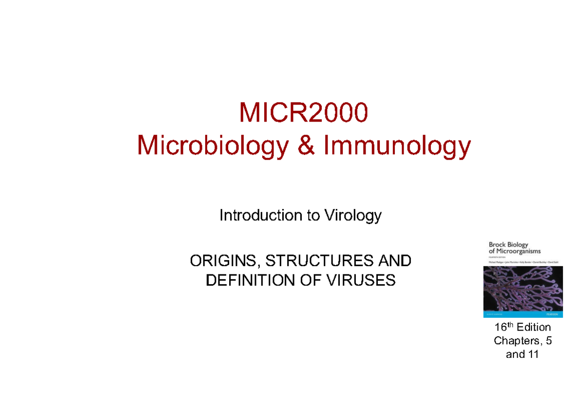 Virology-L1 2023-1slide - MICR Microbiology & Immunology Introduction ...