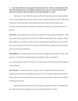 Team Player Quiz Question Four - 4. How would you use an understanding ...