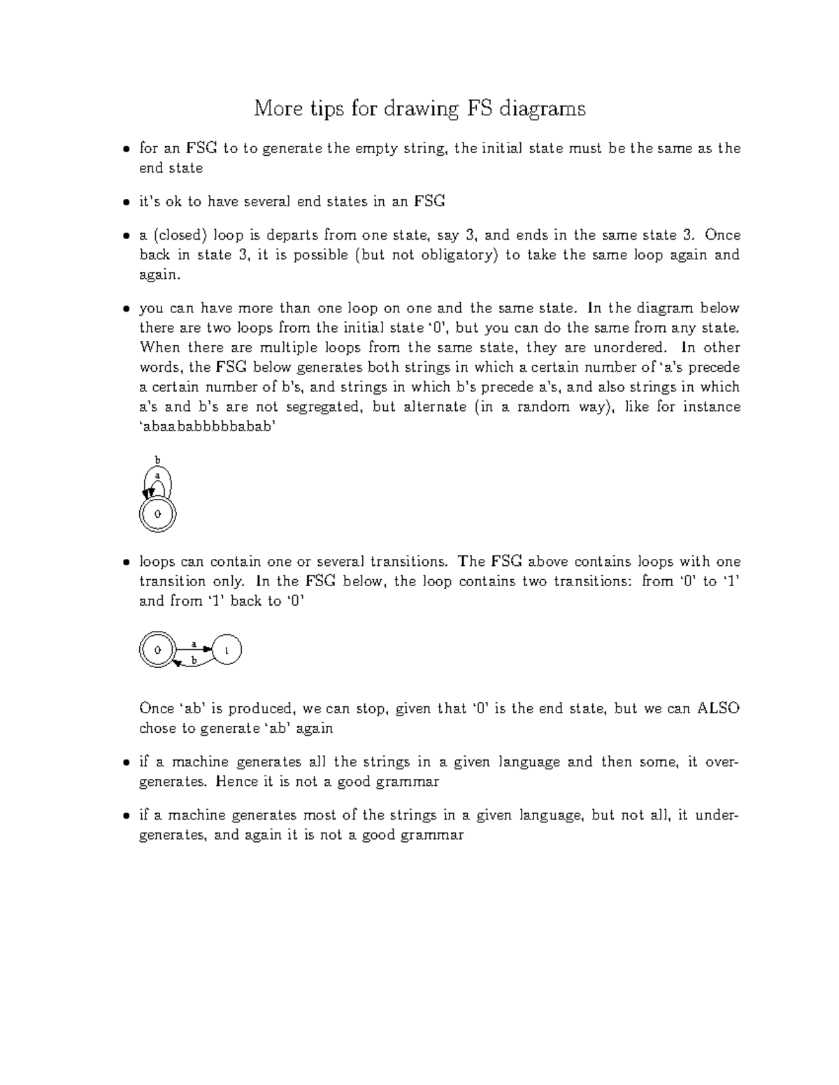 FSG Tips - Help with drawing FSGs - More tips for drawing FS diagrams ...