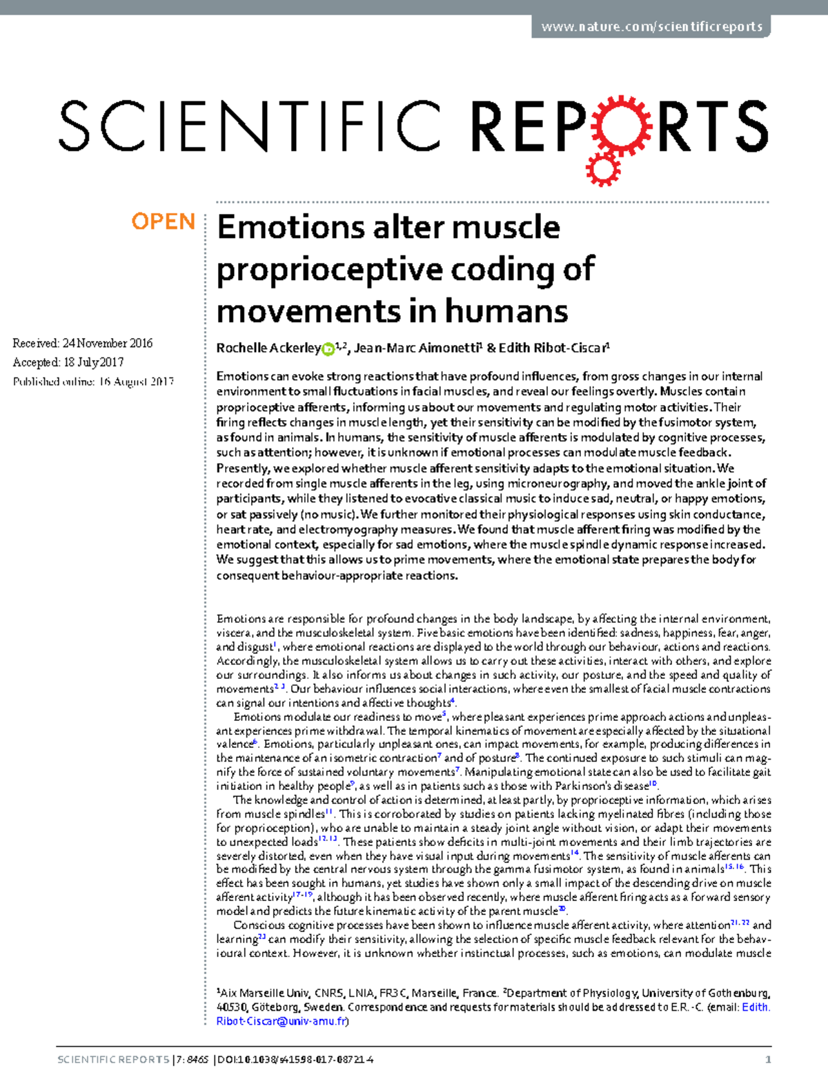 Article 4 Emotions alter muscle proprioceptive coding - Ackerley ...