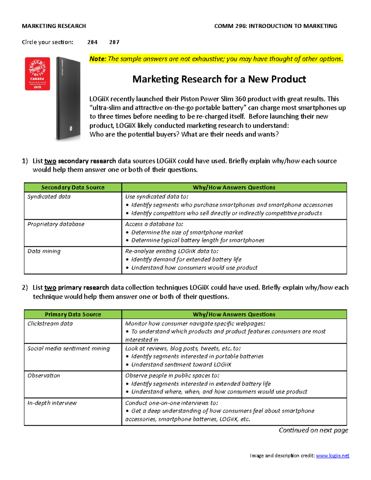 Marketing Research Answers - MARKETING RESEARCH COMM 296: INTRODUCTION ...