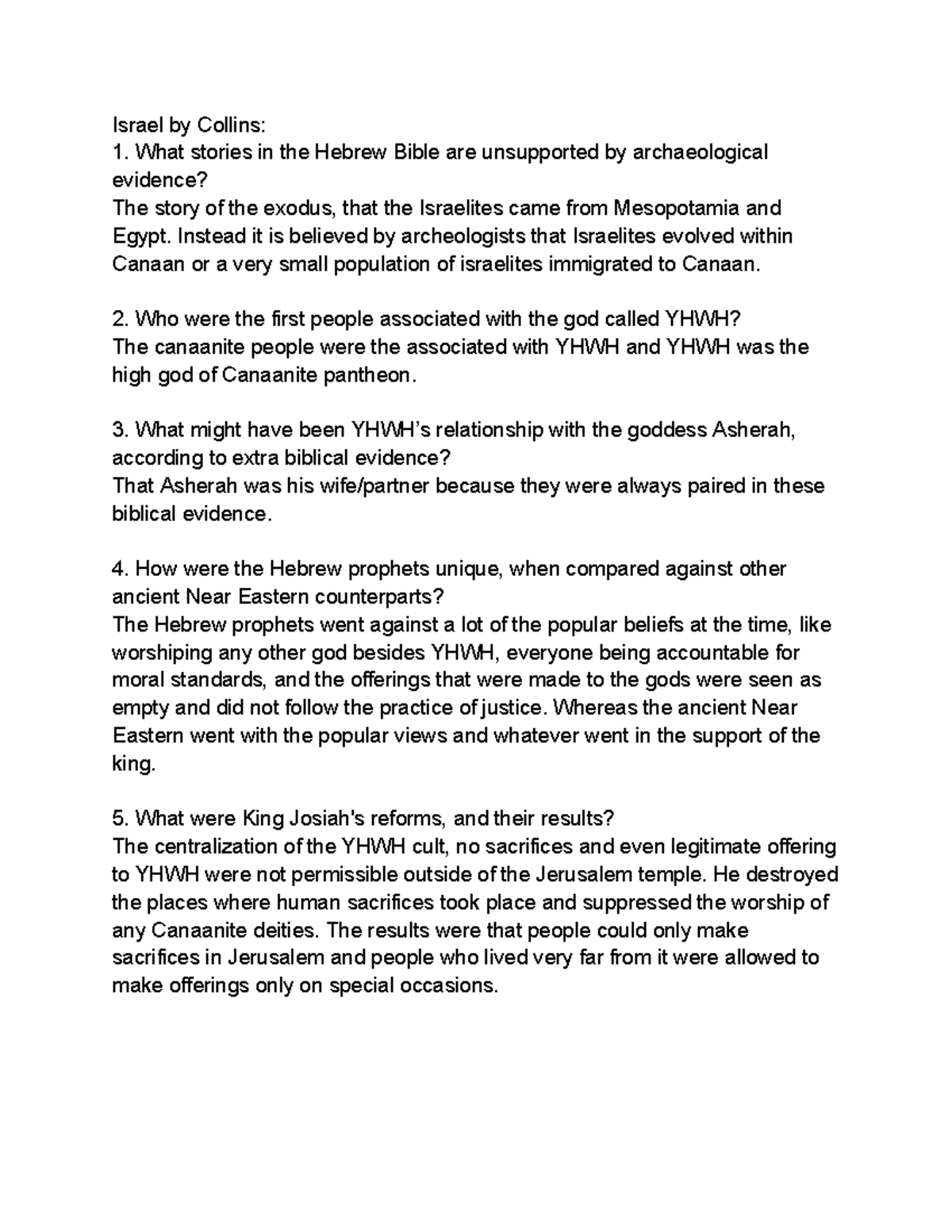 Ancient Isreal-2 - Questions and answers of the reading - Israel by ...