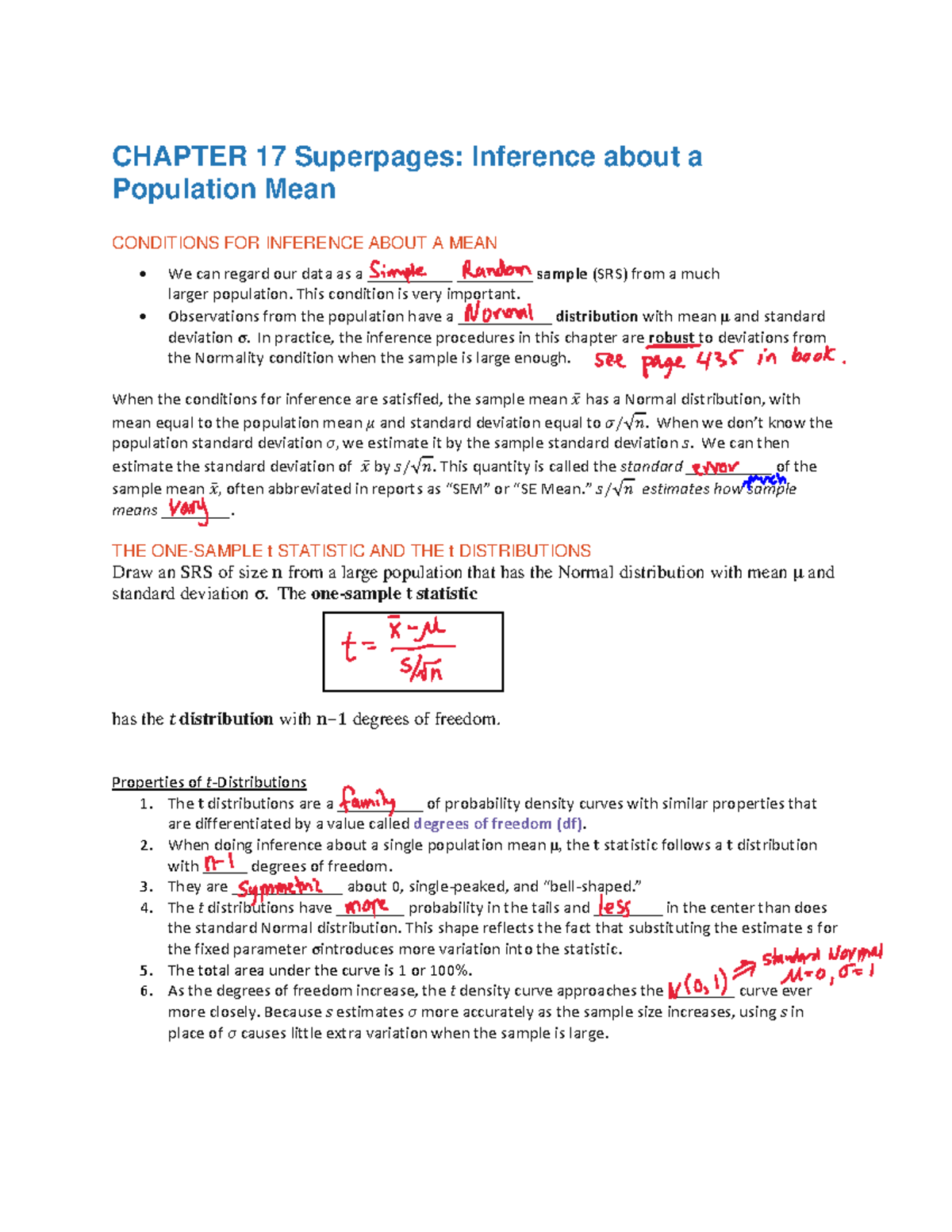Chapter 11 Superpages T Interval T Test Complete - CHAPTER 17 ...