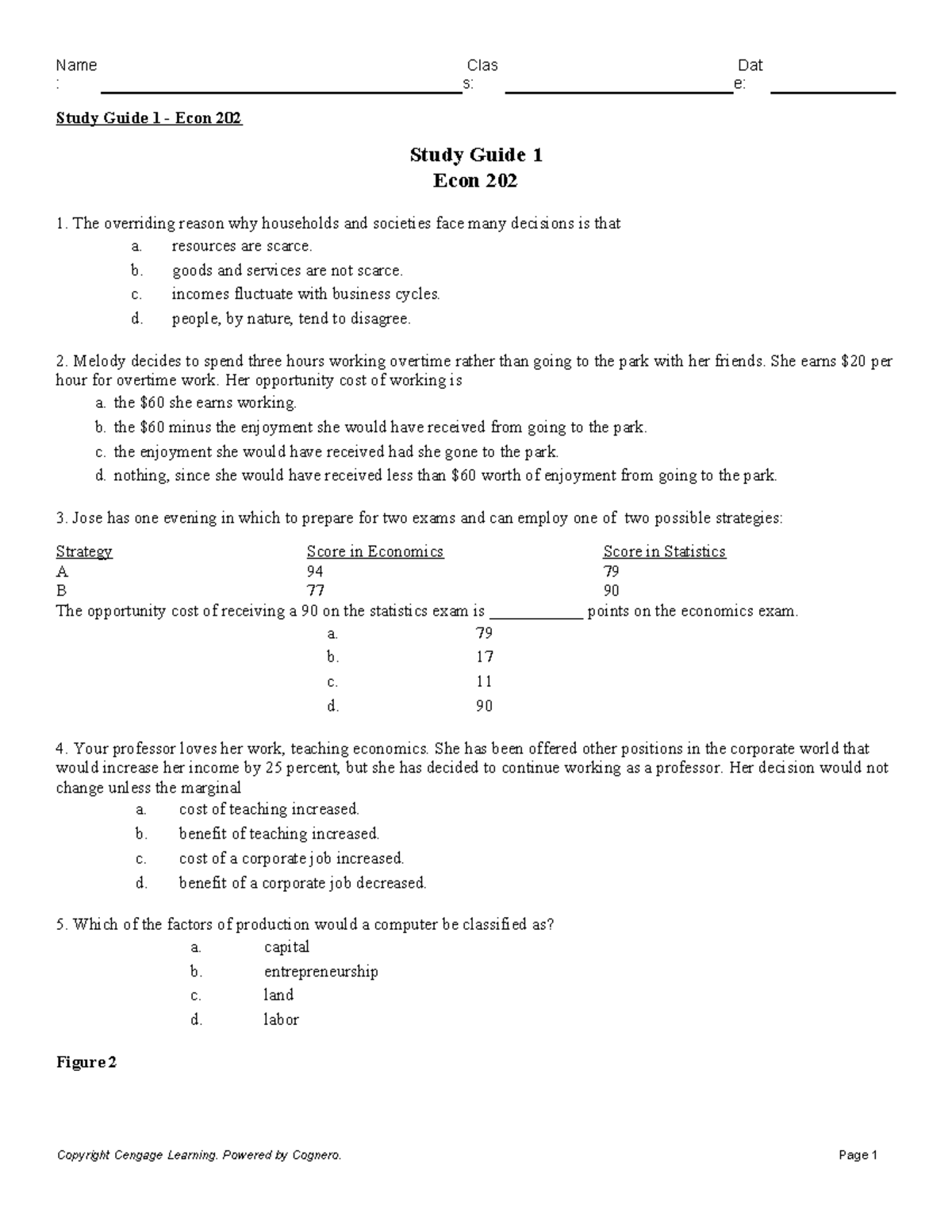 Study Guide 1 Econ 202 - : s: e: Study Guide 1 - Econ 202 Study Guide 1 ...