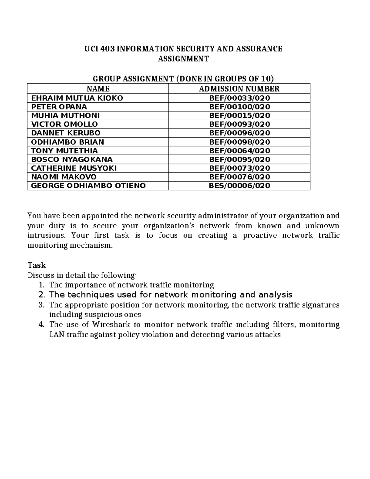 UCI 403 Information Security AND Assurance - UCI 403 INFORMATION SECURITY AND ASSURANCE ...