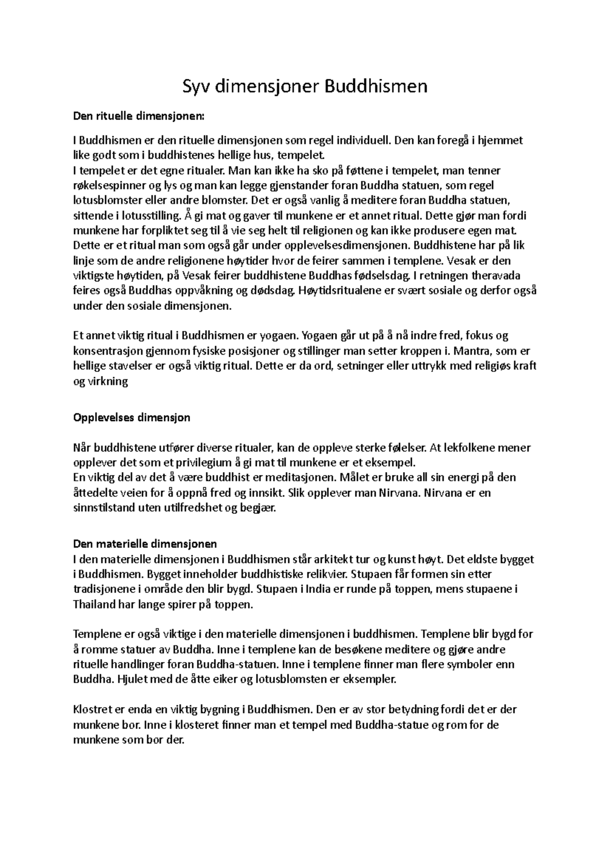 Syv dimensjoner Buddhismen - Den kan foregå i hjemmet like godt som i ...