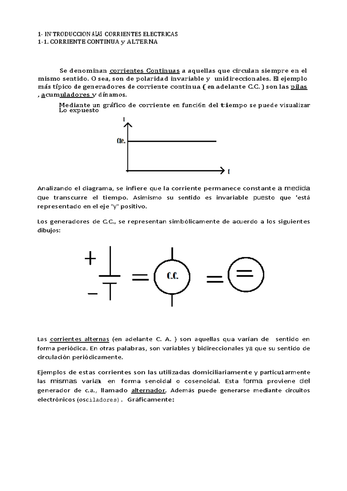 Apunte teorico corriente continua y alterna - A LAS CORRIENTES ...