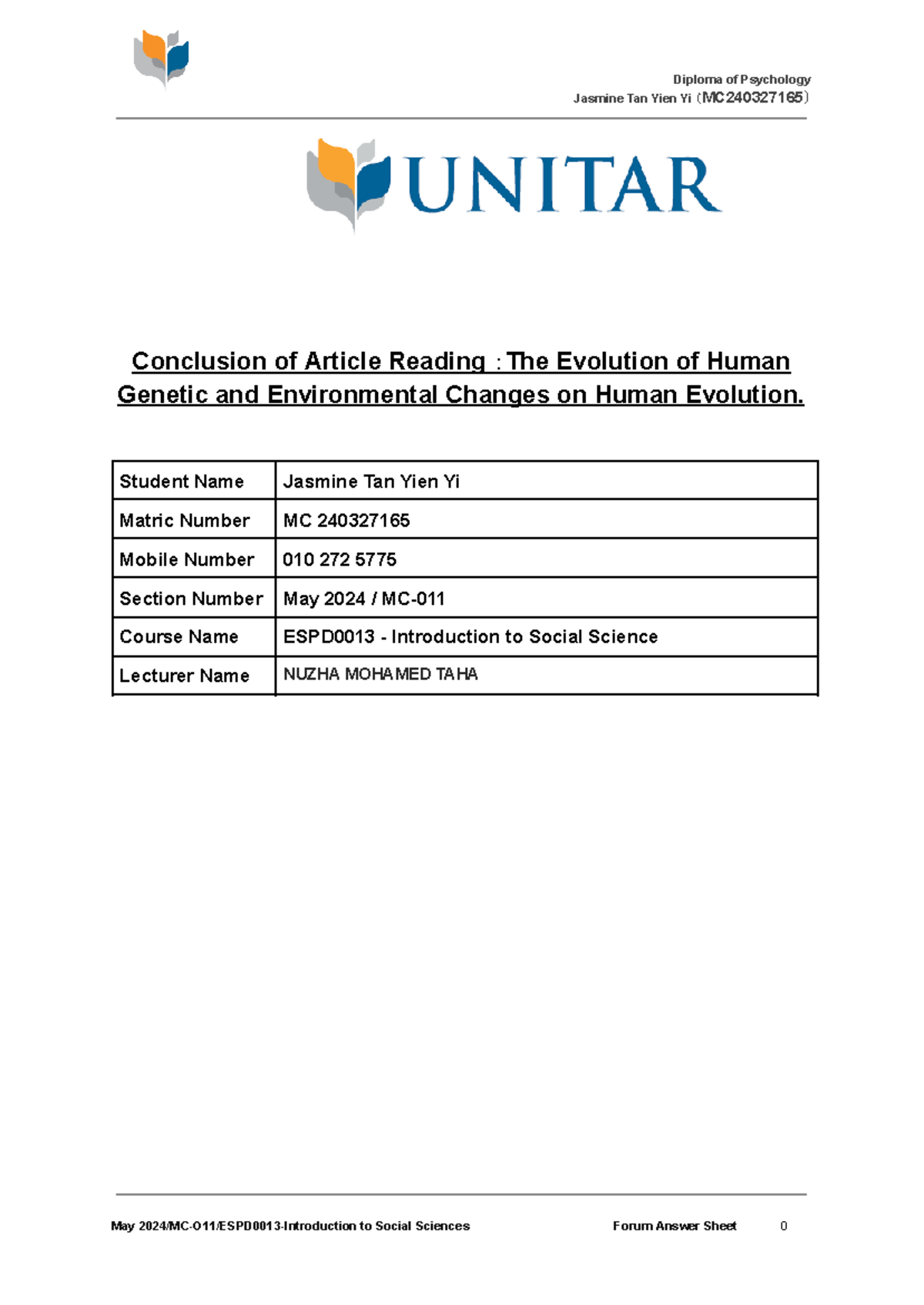 Conclusion of Article Reading ：The Evolution of Human Genetic and ...