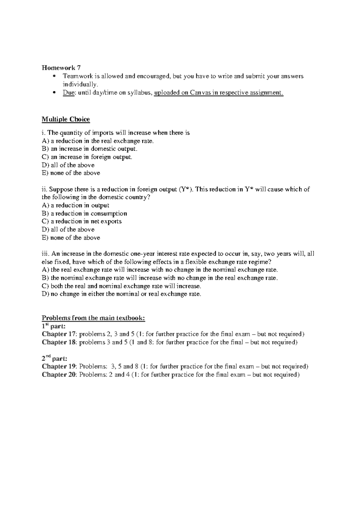 Homework 7 - Homework 7 - Teamwork is allowed and encouraged, but you ...