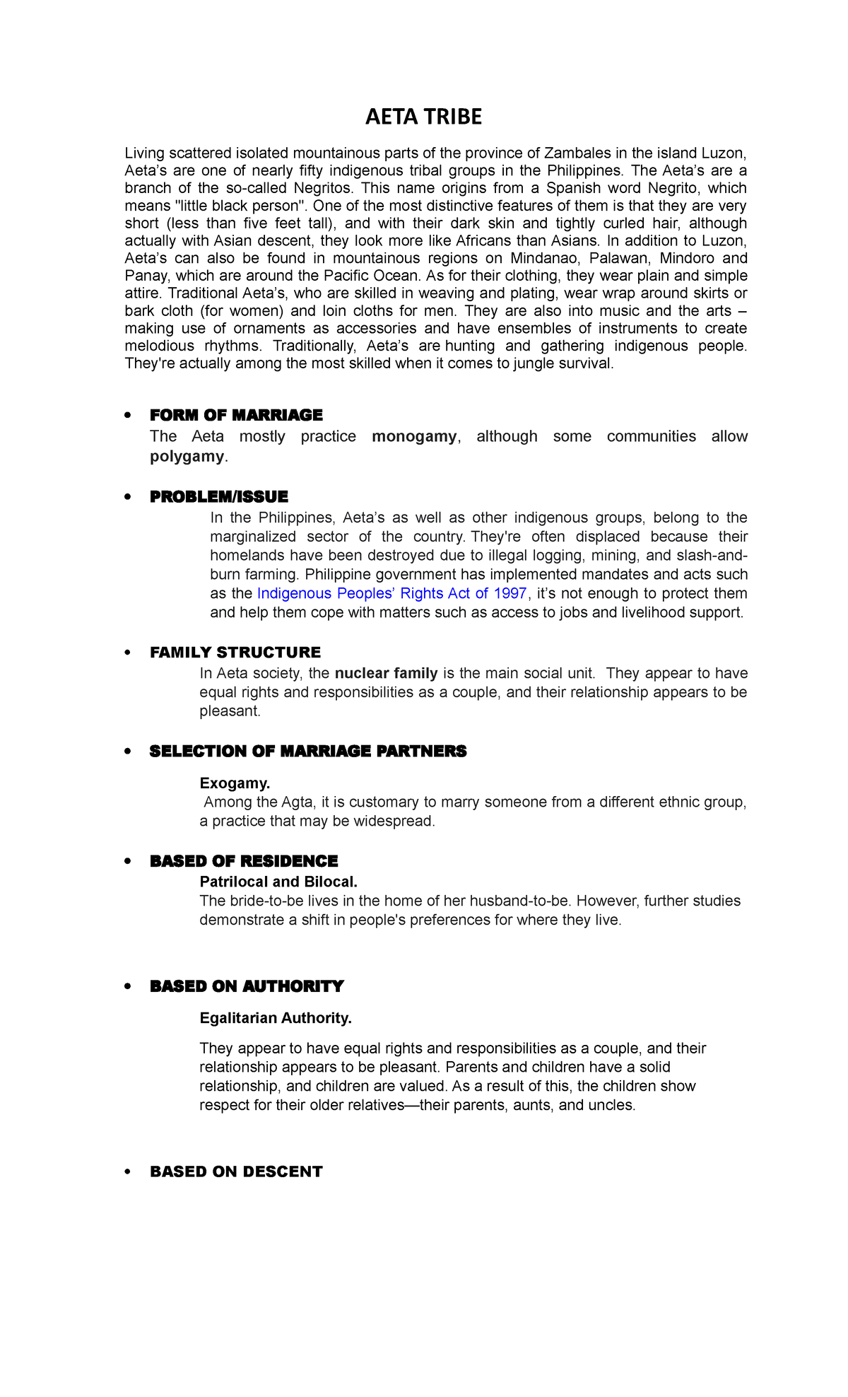 AETA- Tribe - ASAG - AETA TRIBE Living scattered isolated mountainous ...