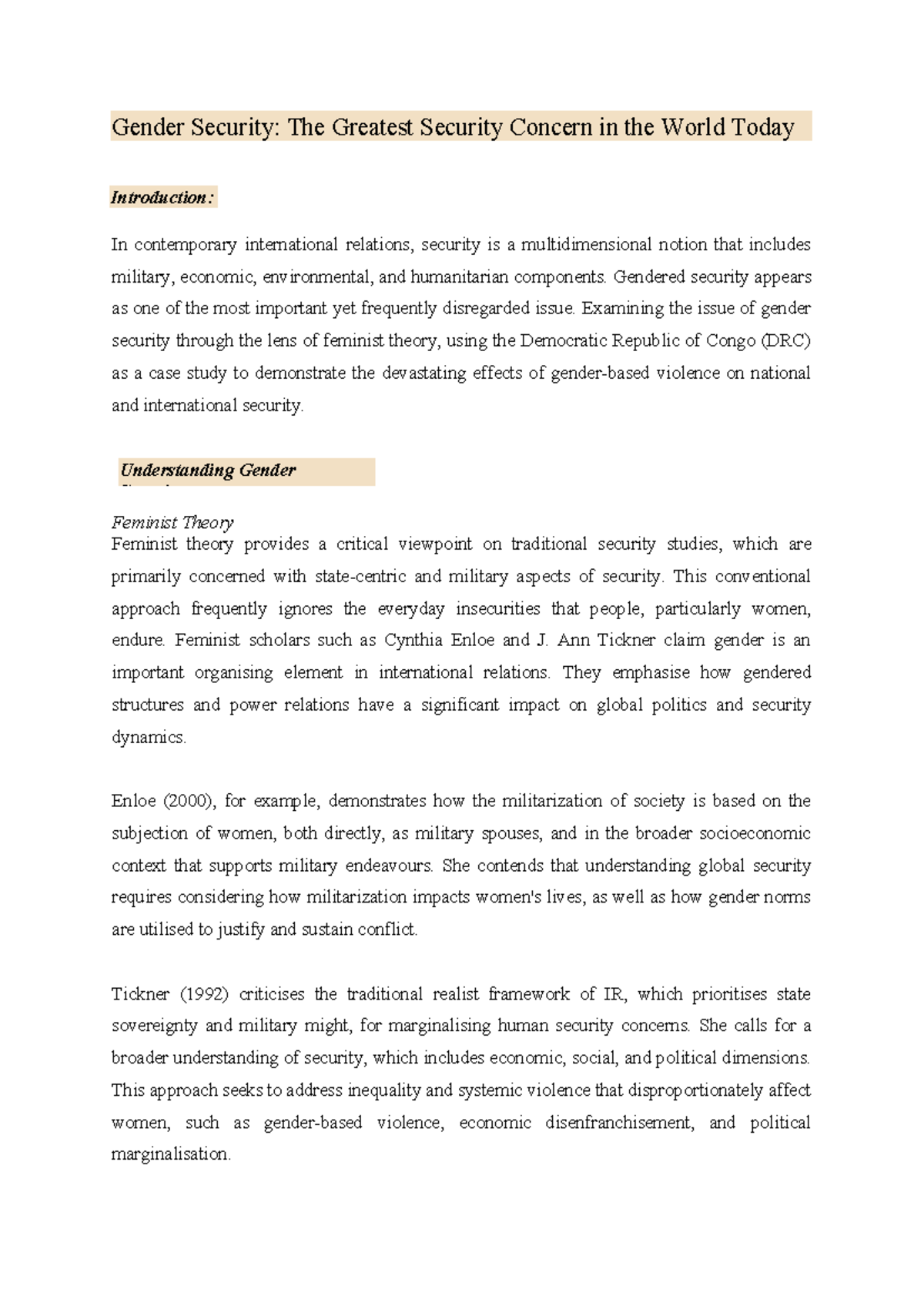 Gender Security - Gendered security appears as one of the most ...