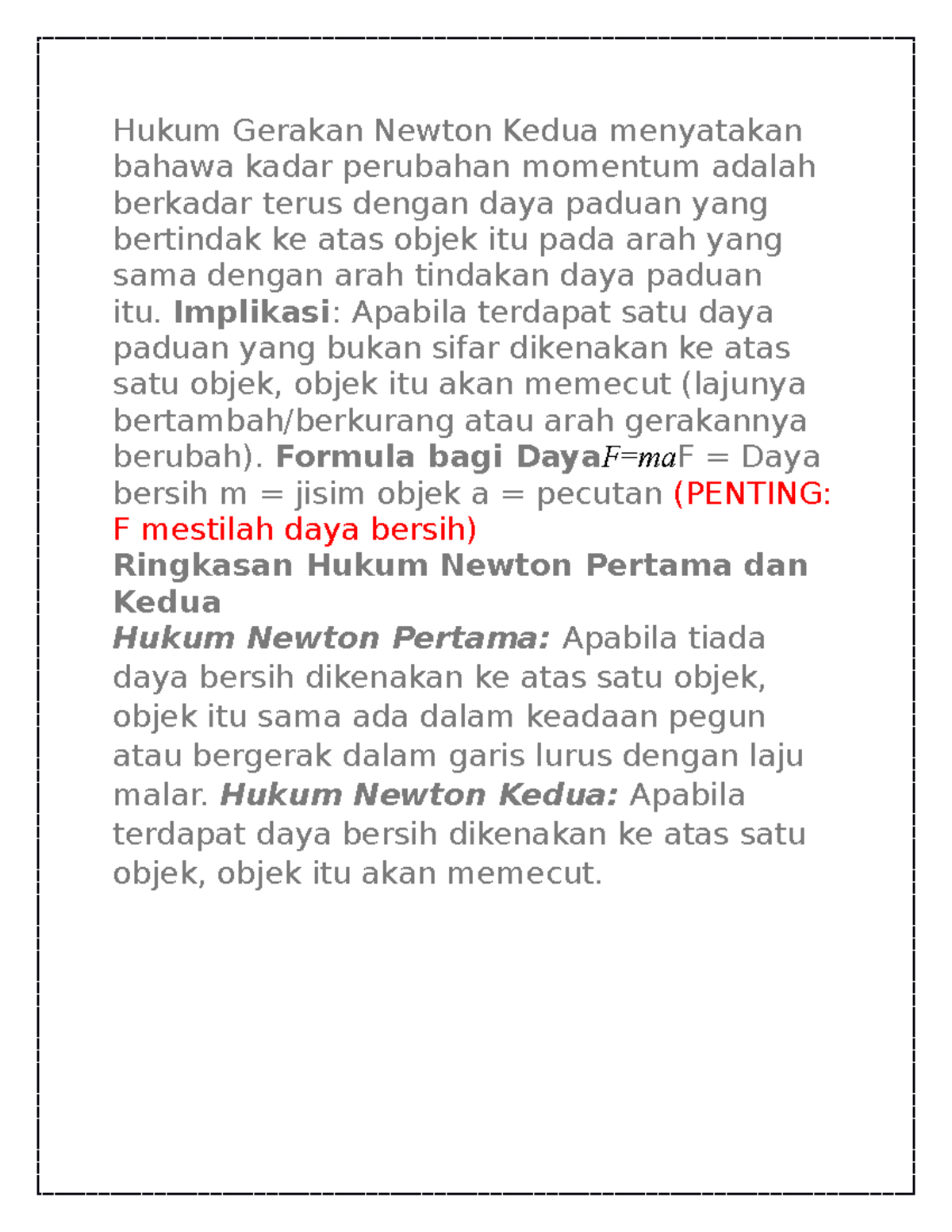 Hukum gerakkan newtonm kedua - Hukum Gerakan Newton Kedua menyatakan ...