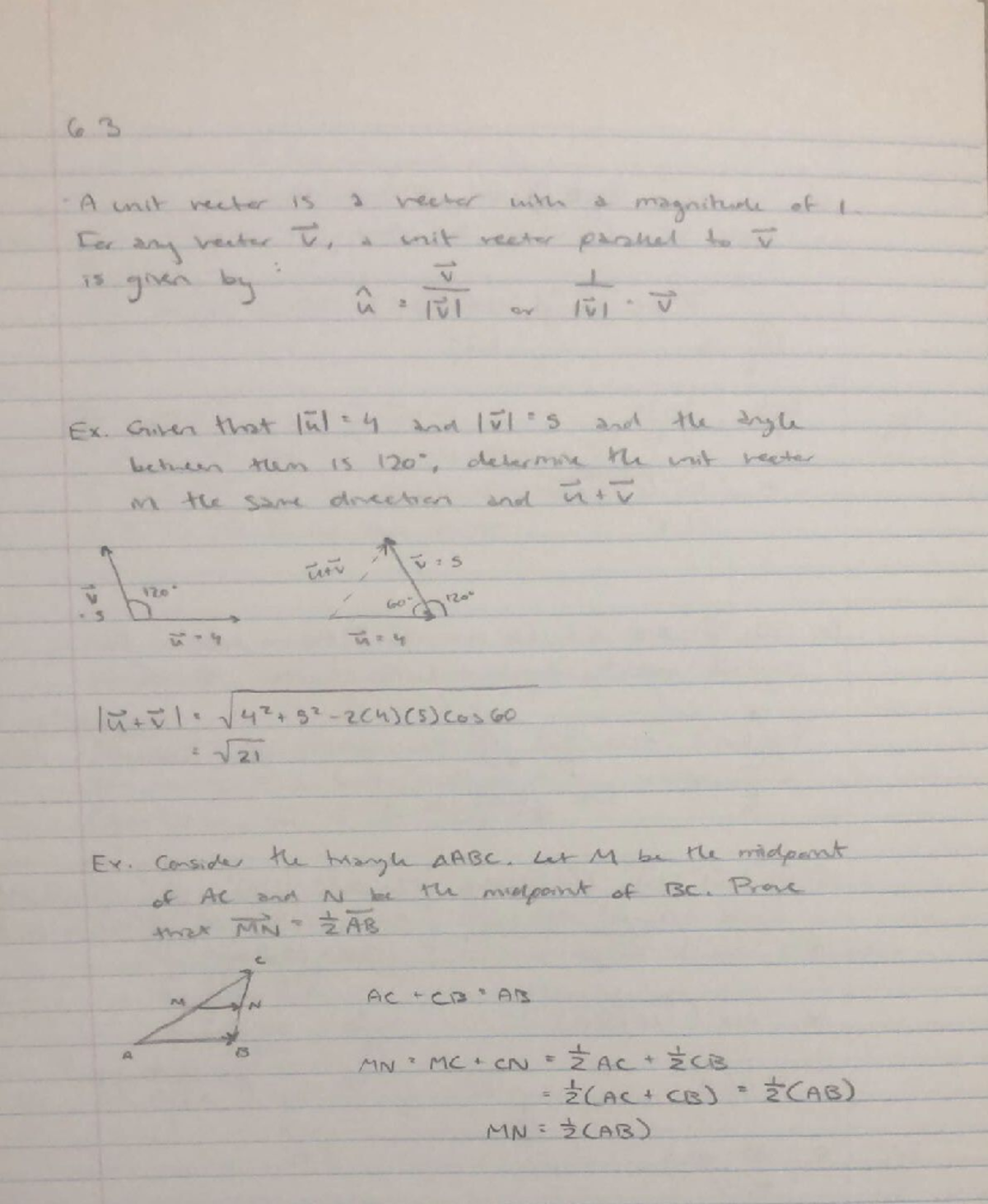 Vectors notes- 6.3 (1 3) - ENGL1008 - Studocu