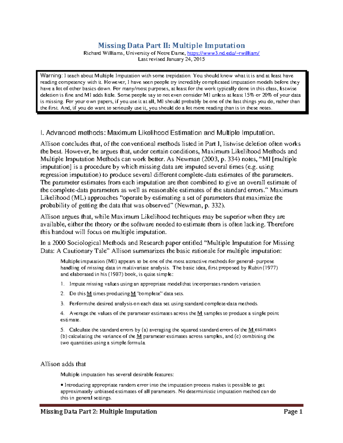 Missing Data Part II: Multiple Imputation - You should know what it is and at least have reading ...