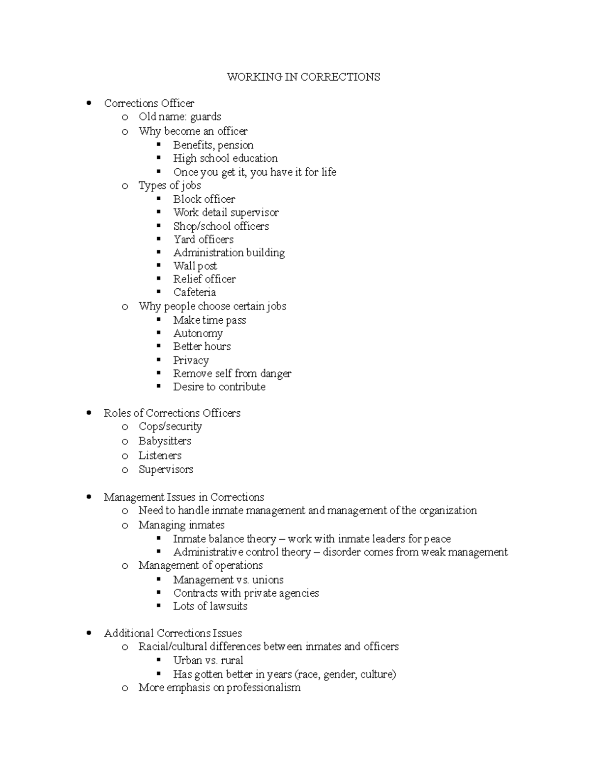 Working in Corrections - WORKING IN CORRECTIONS Corrections Officer o ...