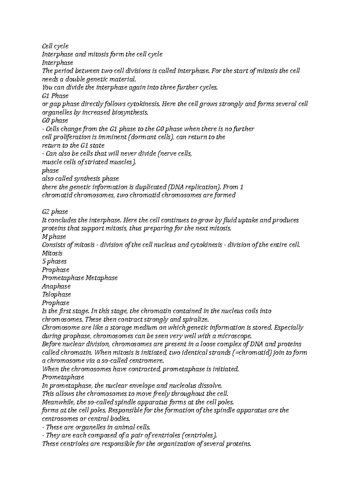 Cell cycle - Lecture notes 1 - Cell cycle Interphase and mitosis form ...
