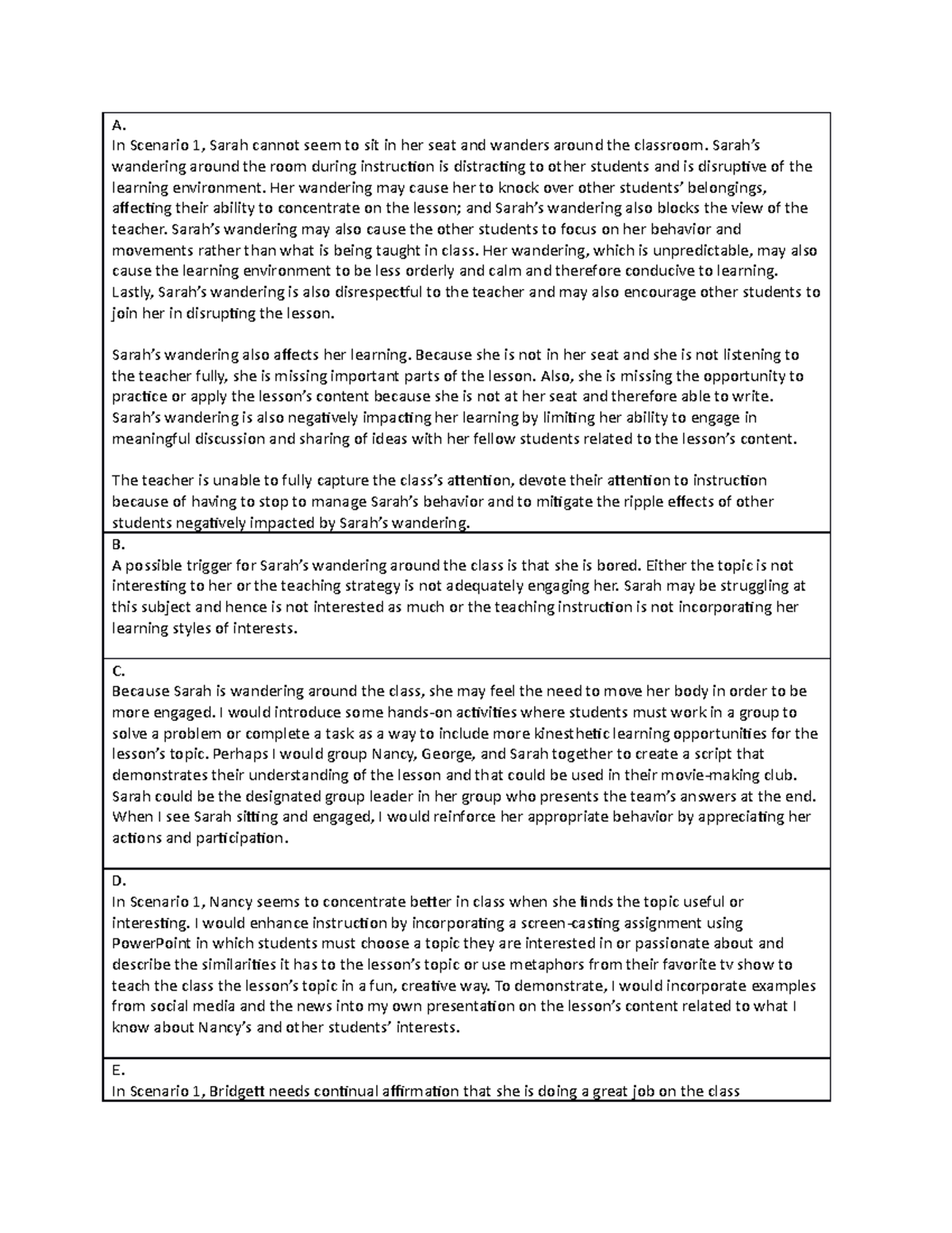 CIT Task 1 - Behaviors and Technology - A. In Scenario 1, Sarah cannot ...