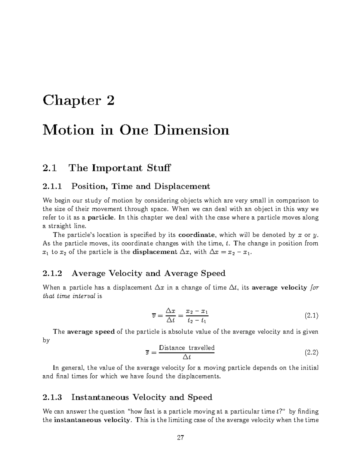 V1chap2 - Module for grade 12 - Chapter 2 Motion in One Dimension 2 The ...