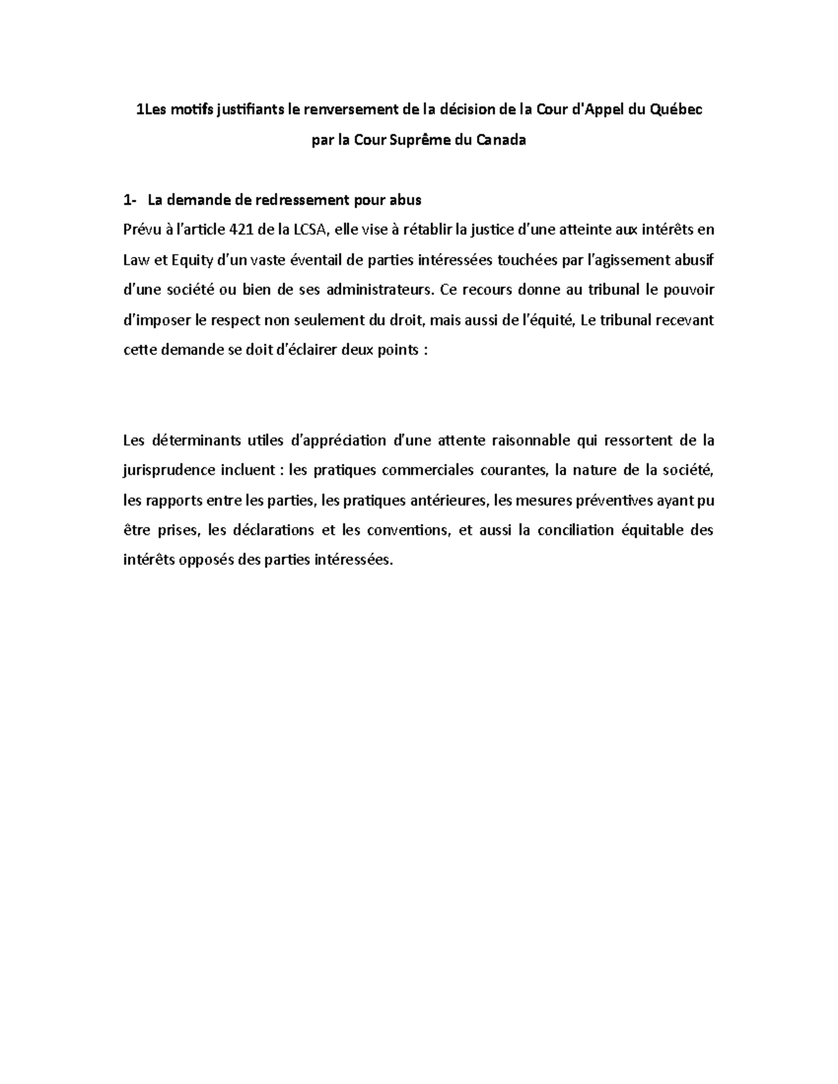 Tp dra 20 - préparation - 1Les motifs justifiants le renversement de la ...