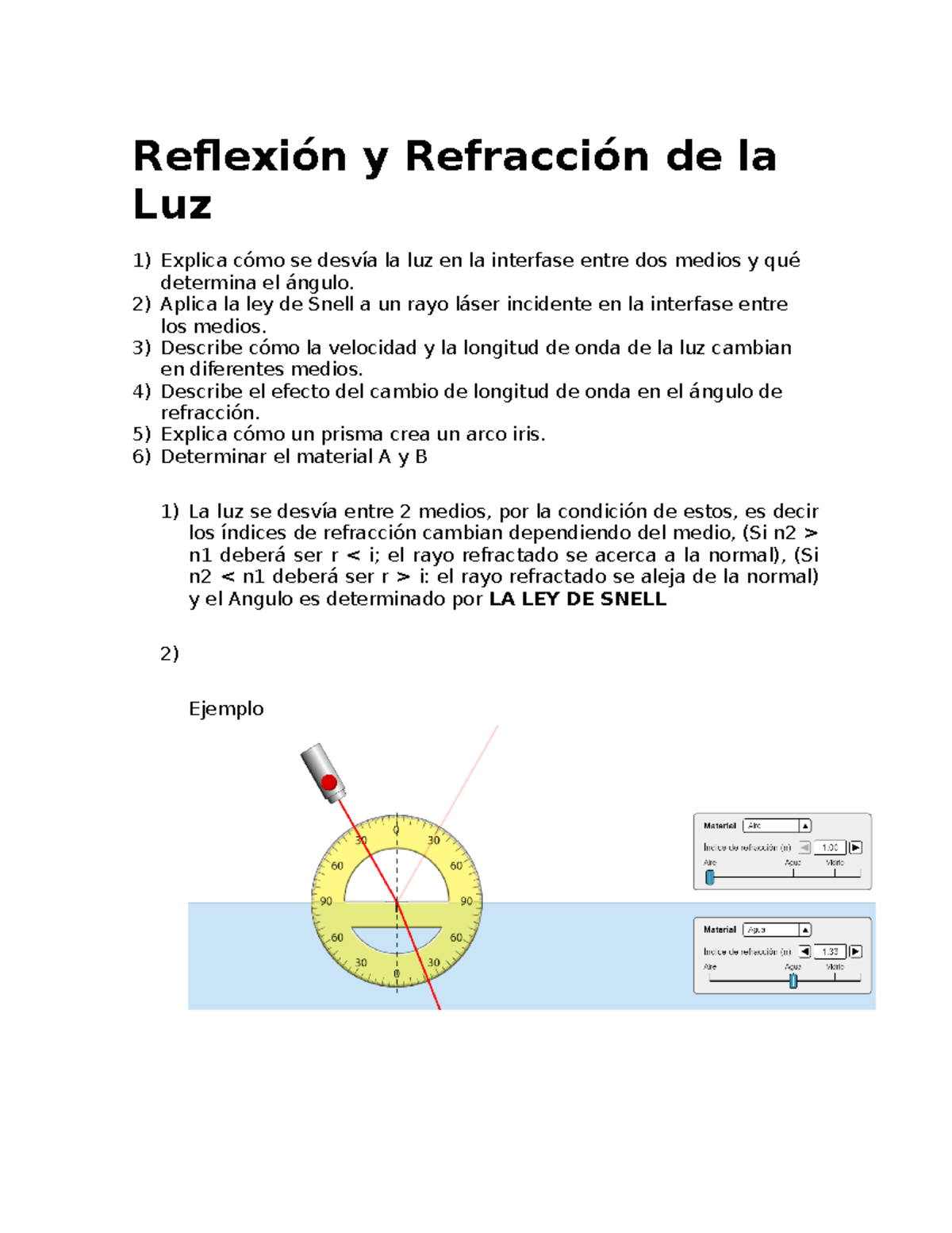 Reflexión y Refracción de la Luz eder - Reflexión y Refracción de la ...