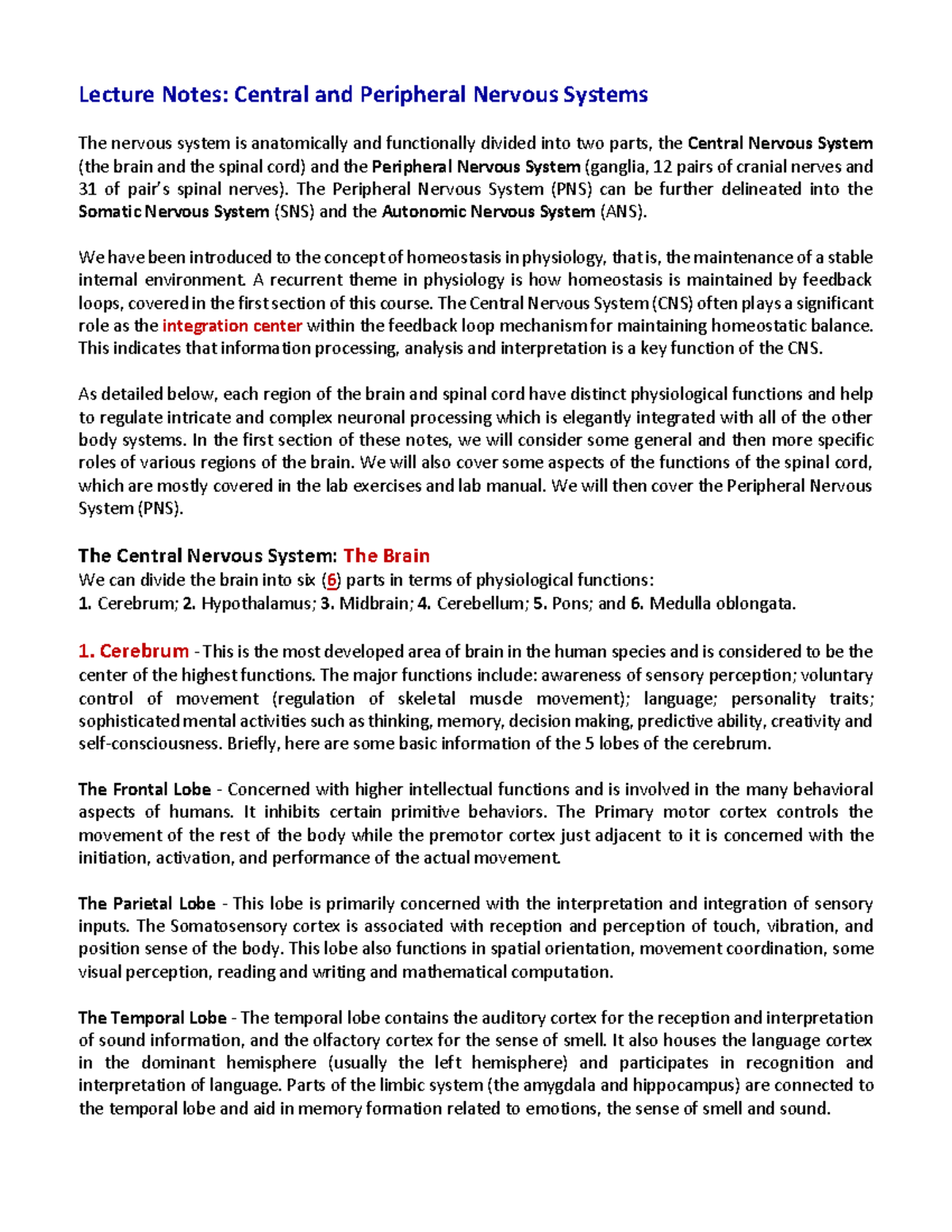 CNS-PNS - Central Nervous System and Peripheral Nervous System ...