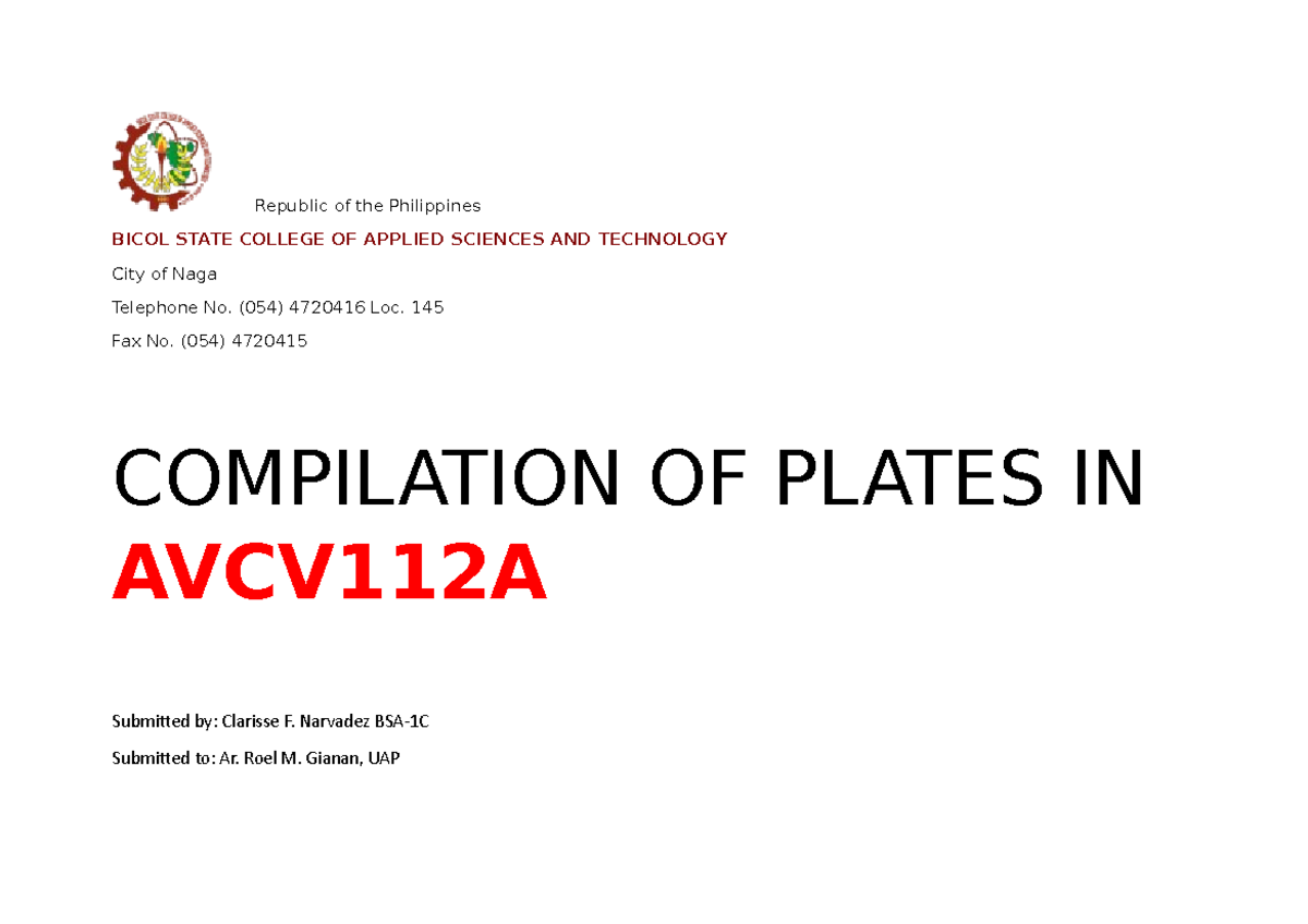 AVCV Project - good - Republic of the Philippines BICOL STATE COLLEGE ...