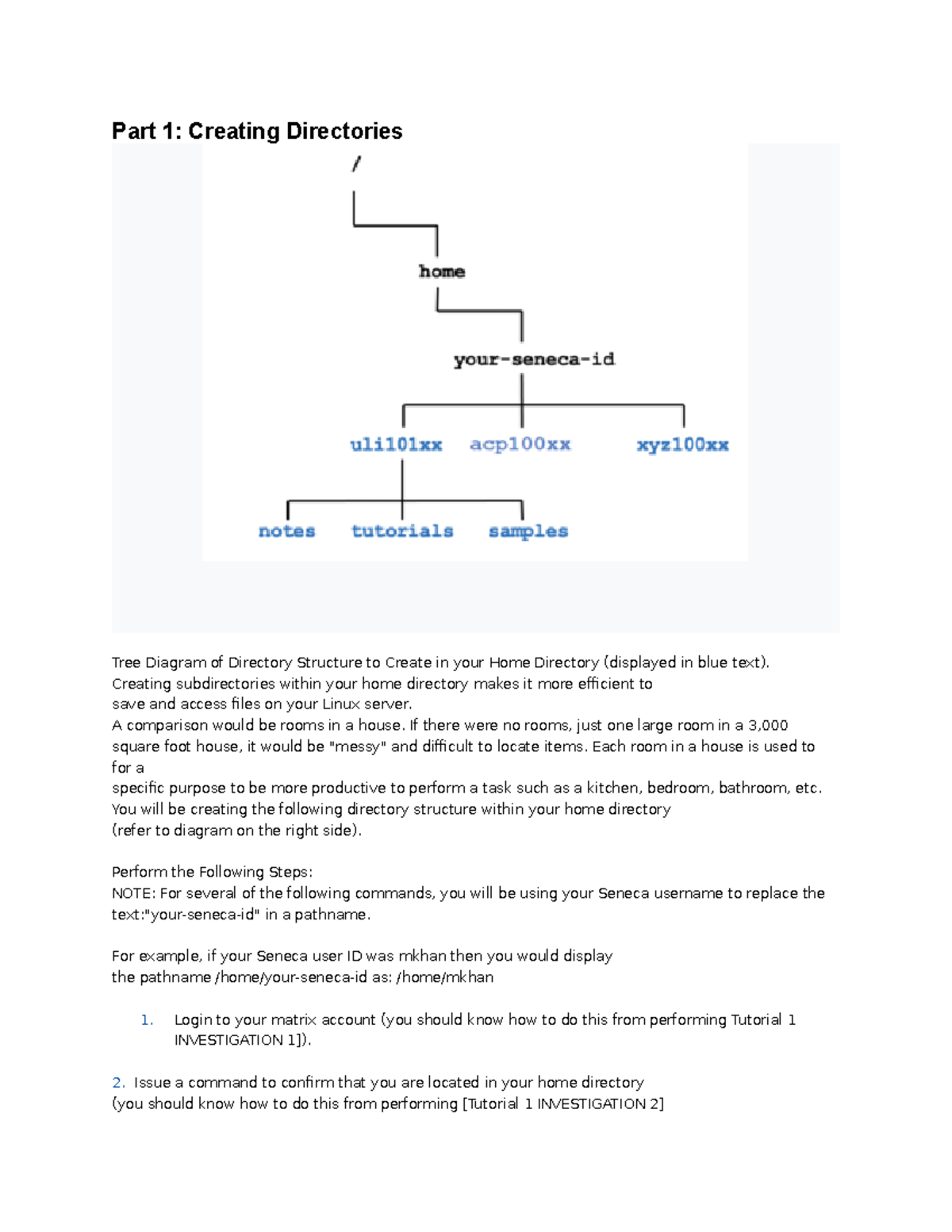 Uli Part 1 Uli Part 1 Part 1 Creating Directories Tree Diagram Of Directory Structure To