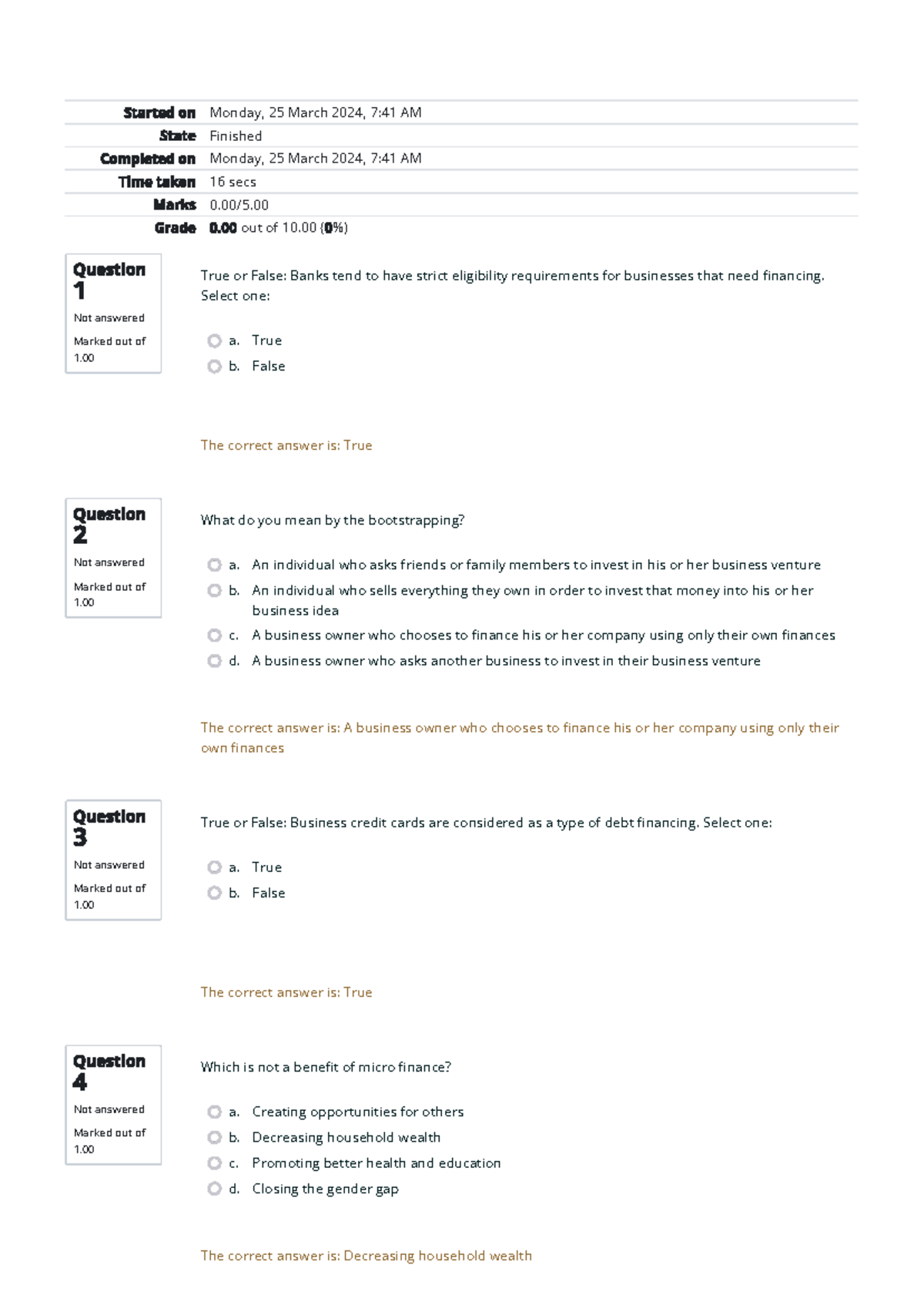 Self-Quiz Unit 8 Attempt review Home - Not answered Marked out of 1. Not answered Marked out of ...